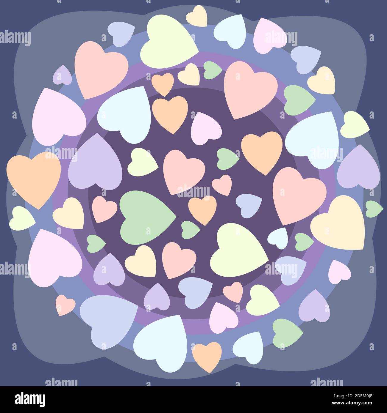 Abstract background with hearts. Cartoon flat style. Isolated over ...