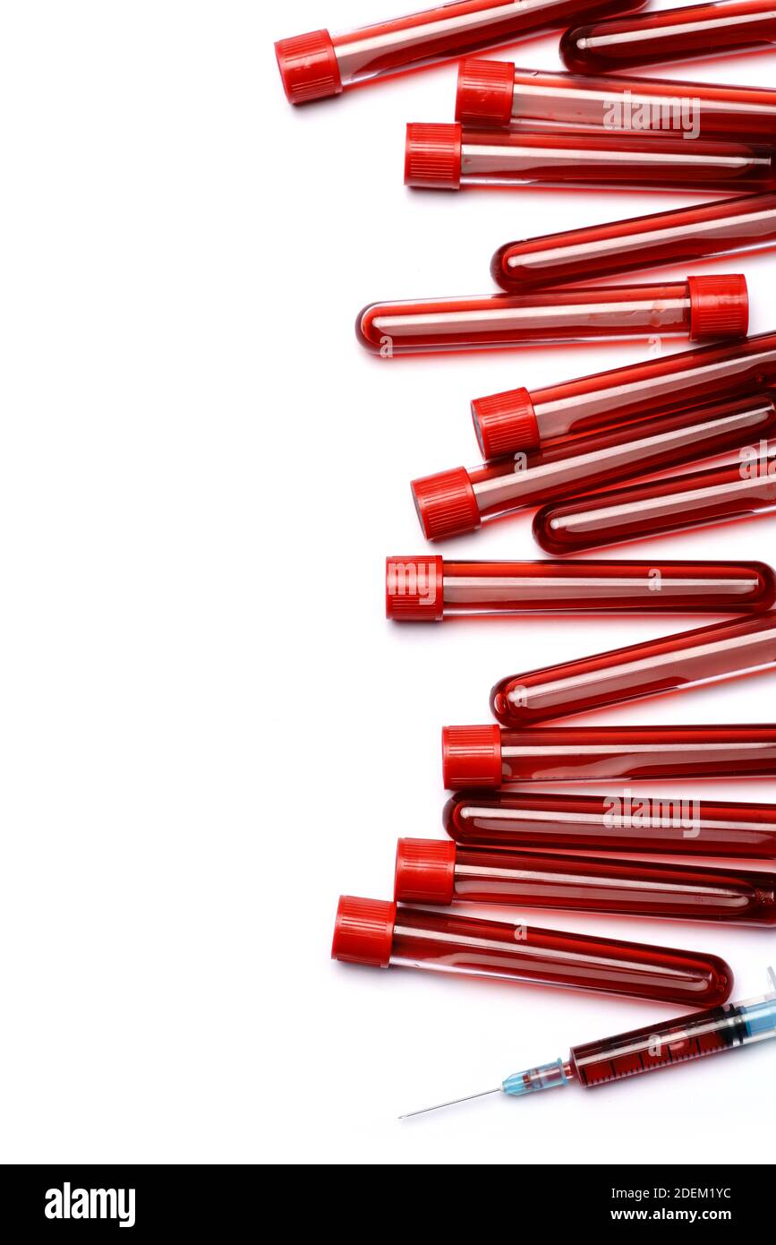 Blood test tube with red plug isolated on white background Stock Photo ...