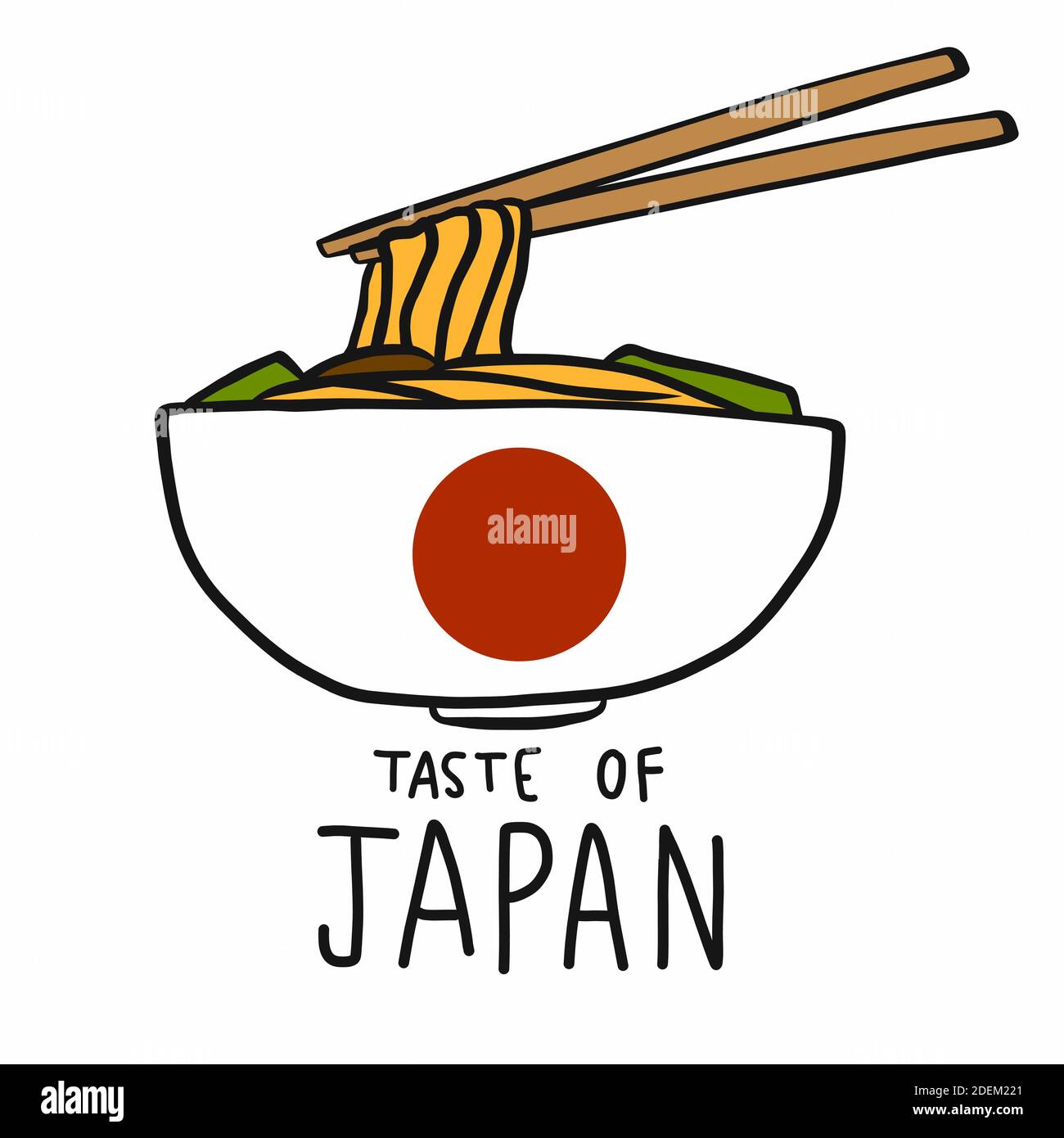 Ramen (Japanese noodle) taste of Japan cartoon vector illustration ...