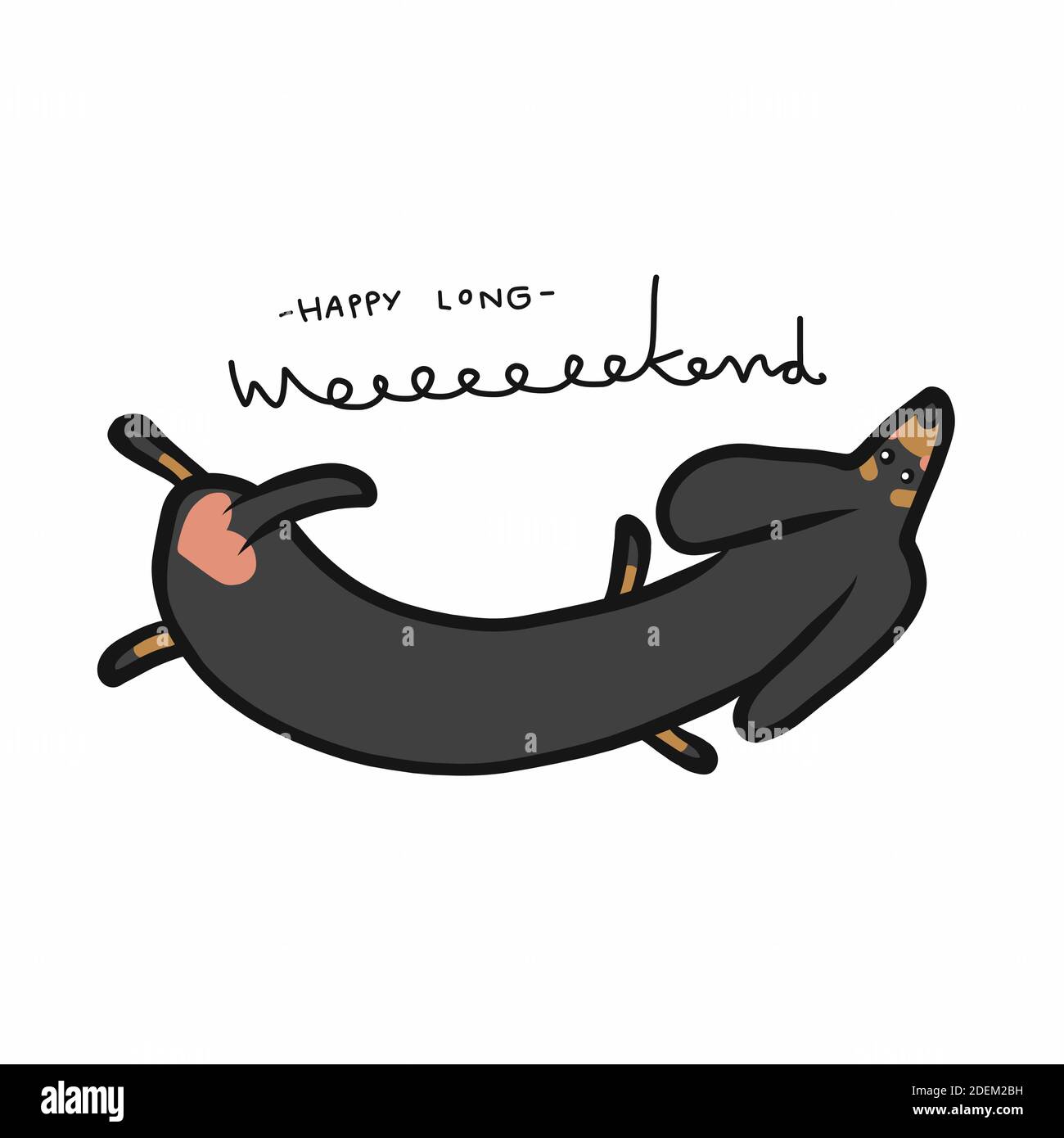 Have a long weekend dachshund cartoon vector illustration doodle style ...