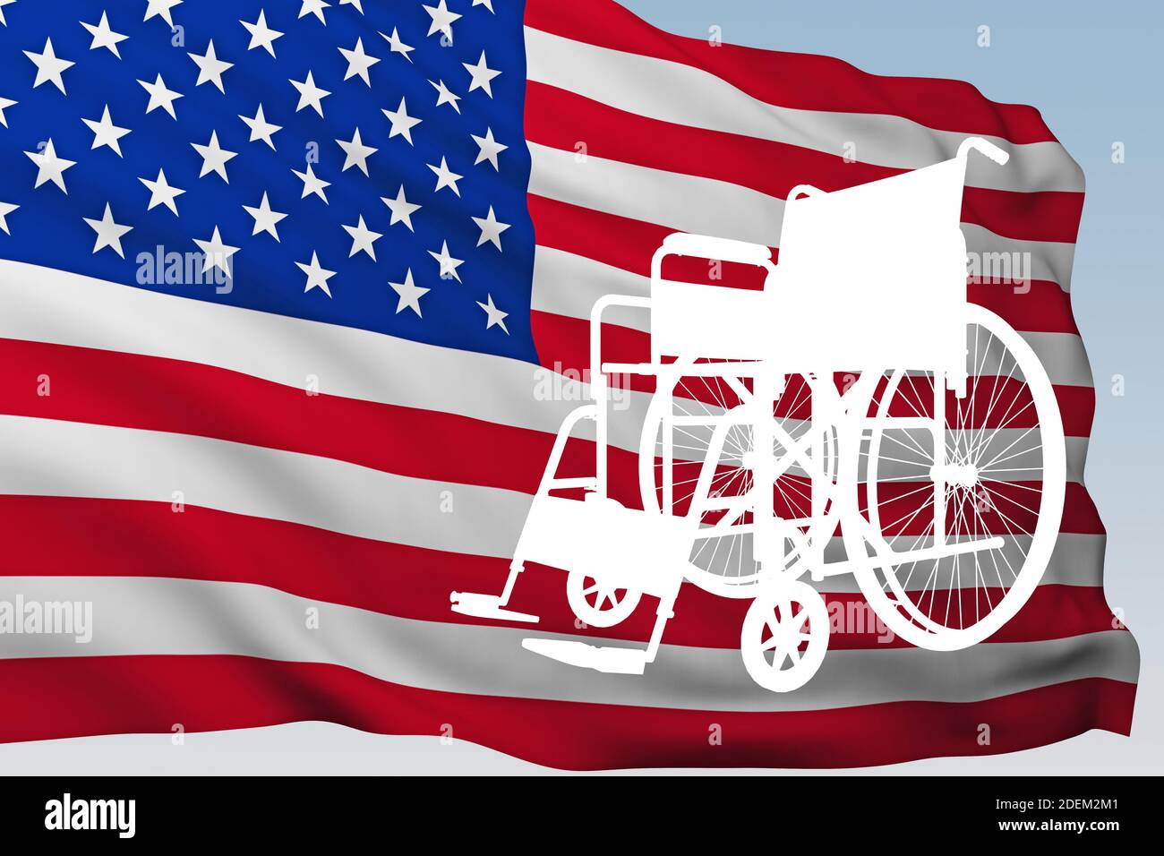silhouette wheelchair with flag USA. 3d rendering Stock Photo - Alamy