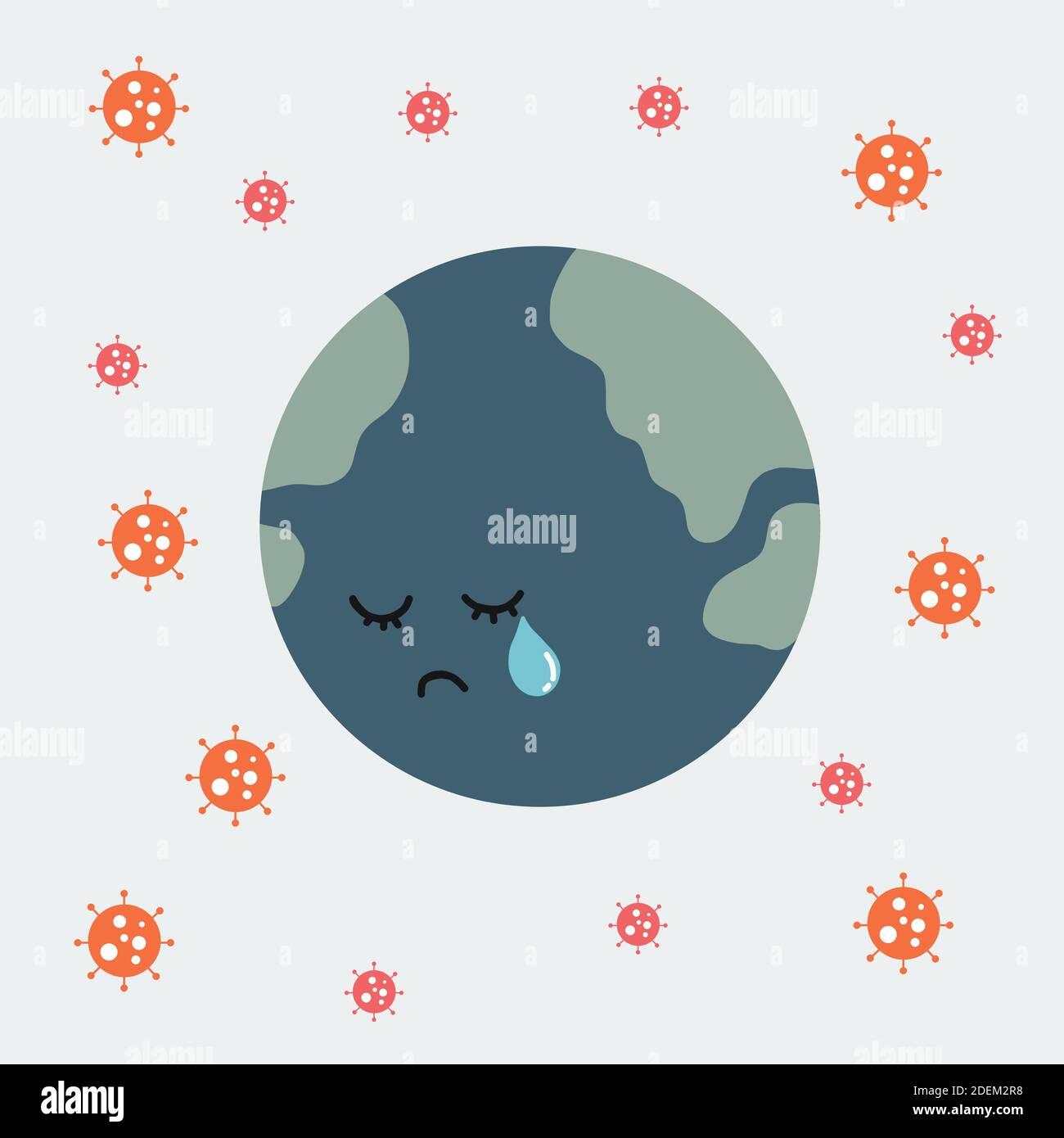 Coronavirus attacking the earth, earth crying cartoon vector ...