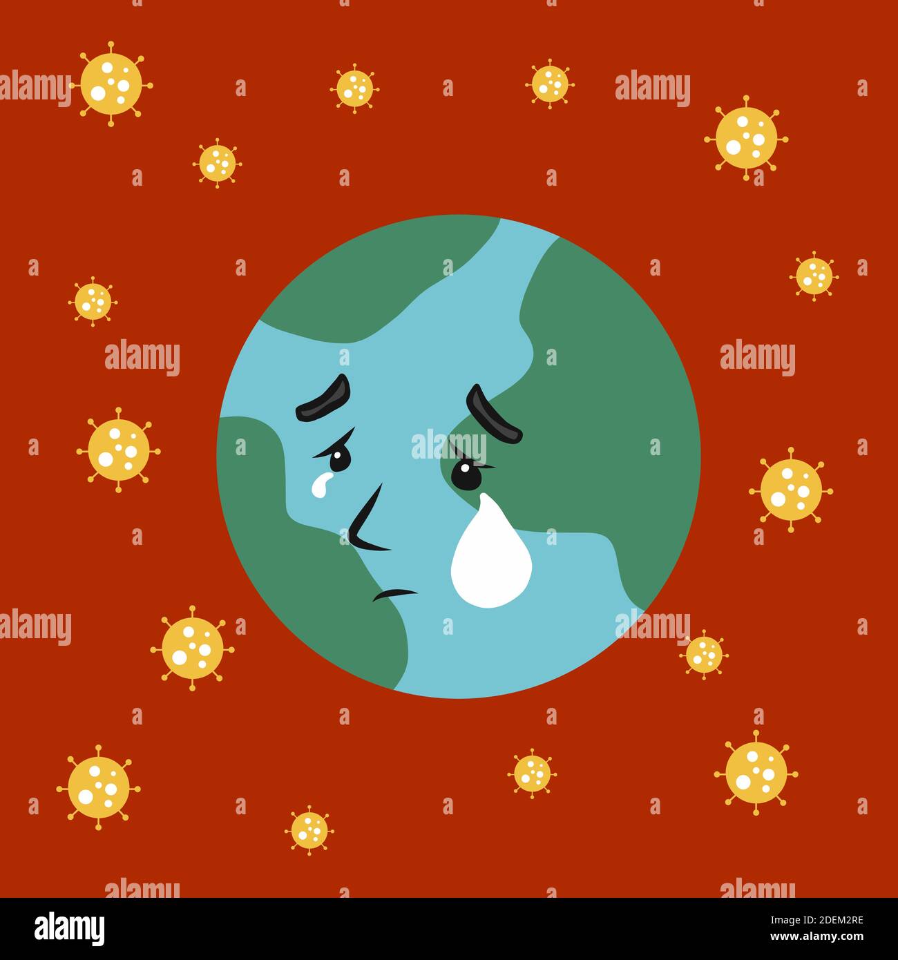 Coronavirus attacking the earth, earth crying cartoon vector ...