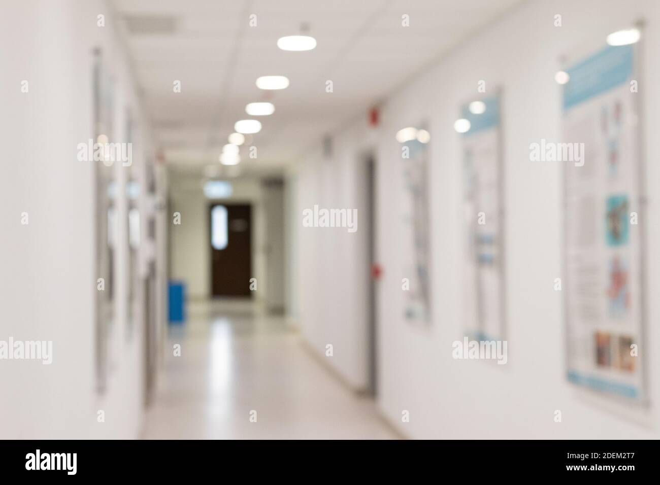 Blurred modern interior corridor of science laboratory or factory ...