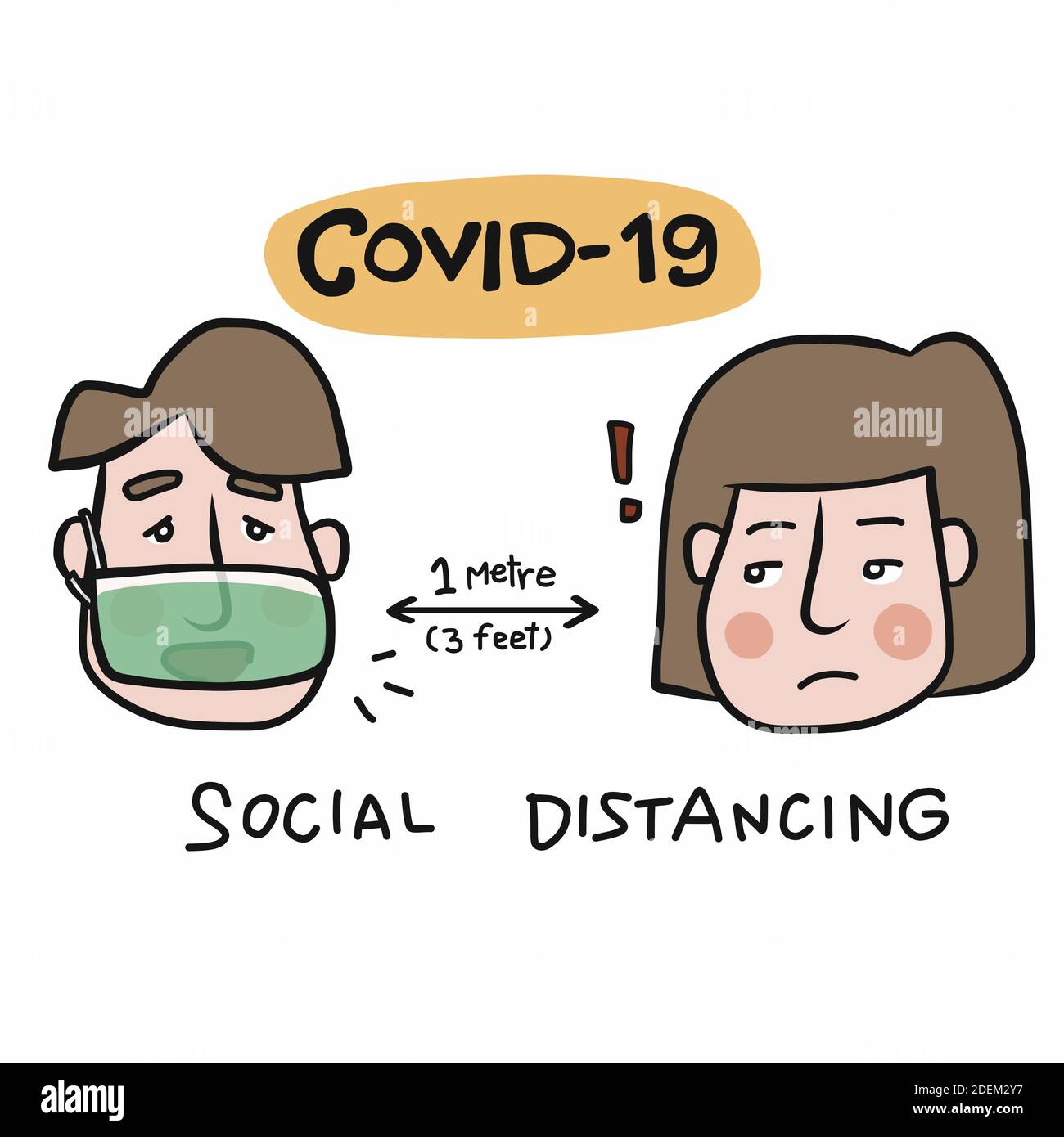 Covid-19 social distancing people cartoon vector illustration Stock ...