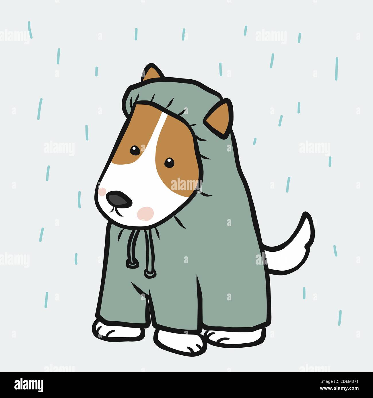 Cute dog wearing rain cloth cartoon vector illustration Stock Vector ...