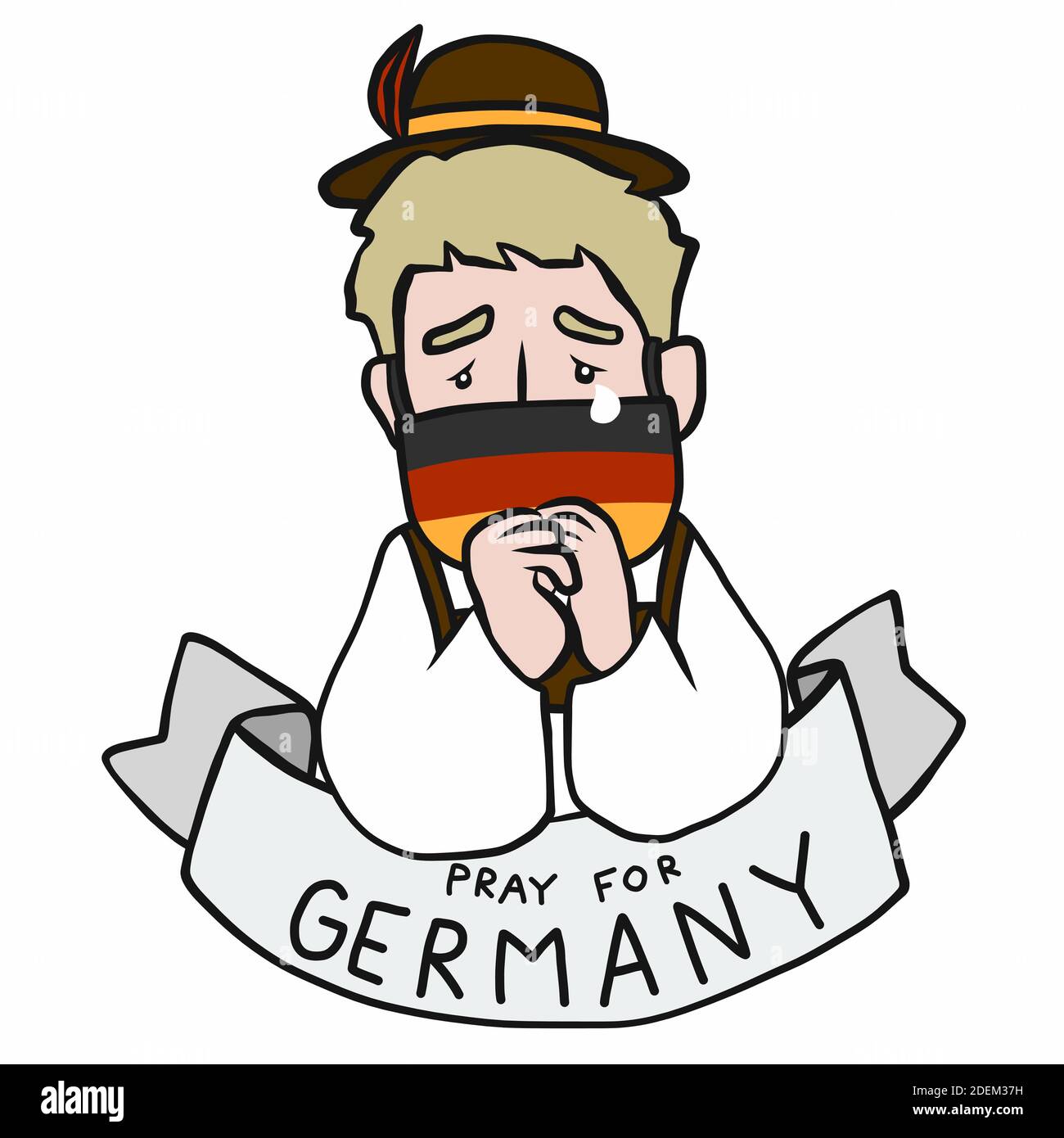 Pray for Germany, Man wearing mark Germany flag cartoon vector ...