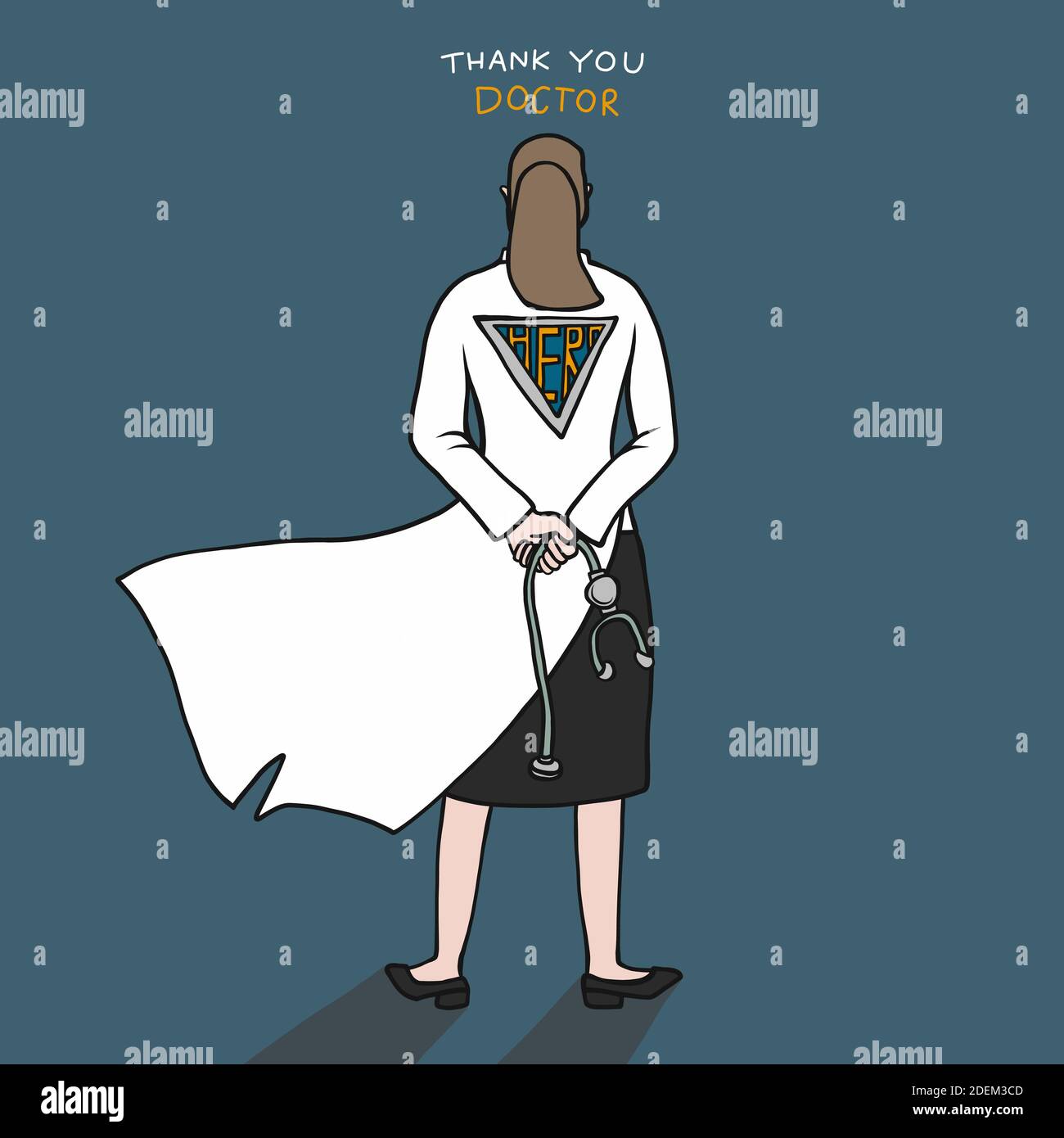 Thank you Doctor, Doctor standing show hero sign on behind cartoon ...