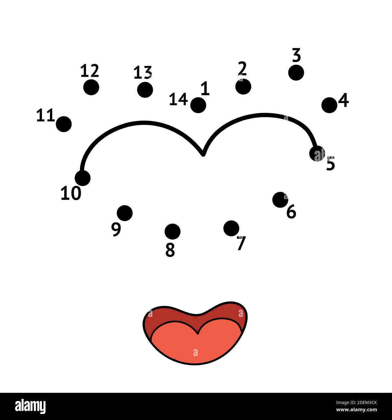Dot to dot game for kids. Connect the dots and draw a mouth Stock ...