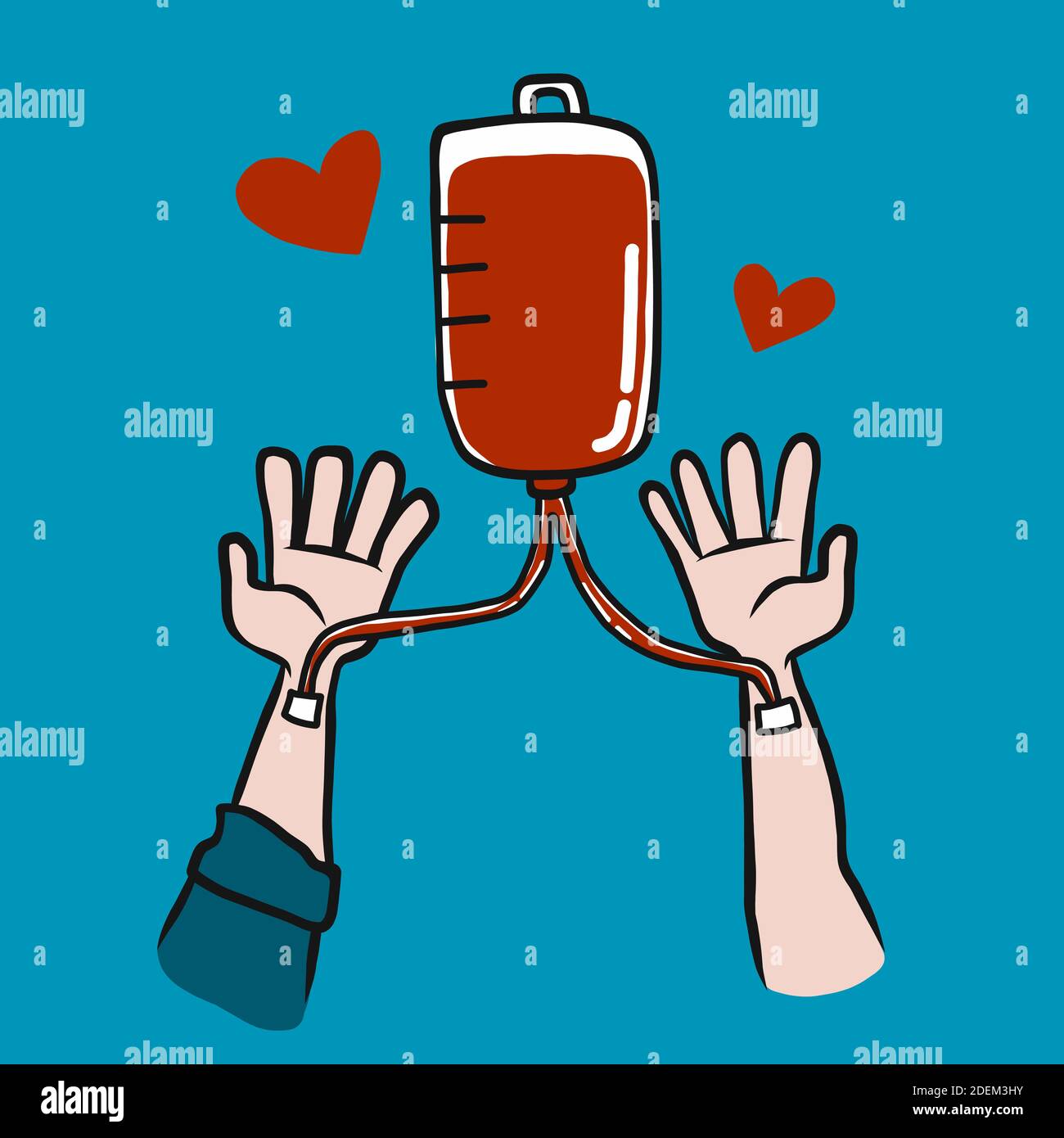 Blood donation between man and woman cartoon vector illustration Stock ...
