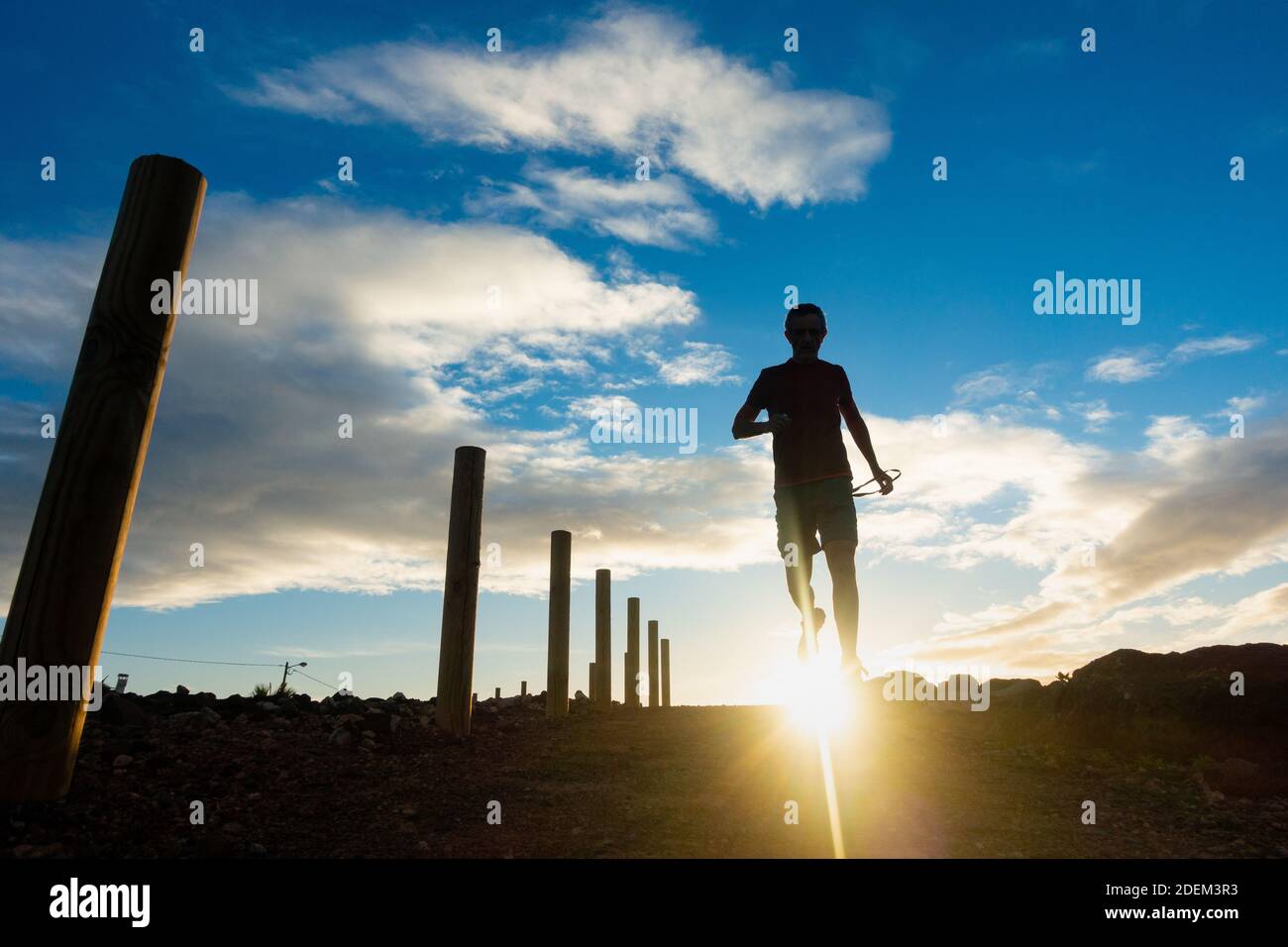 Gran Canaria, Canary Islands, Spain. 1st December, 2020. A trail runner ...