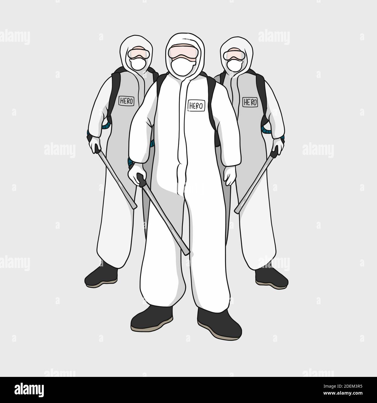Hero group wear protection cloth from covid-19 cartoon vector ...