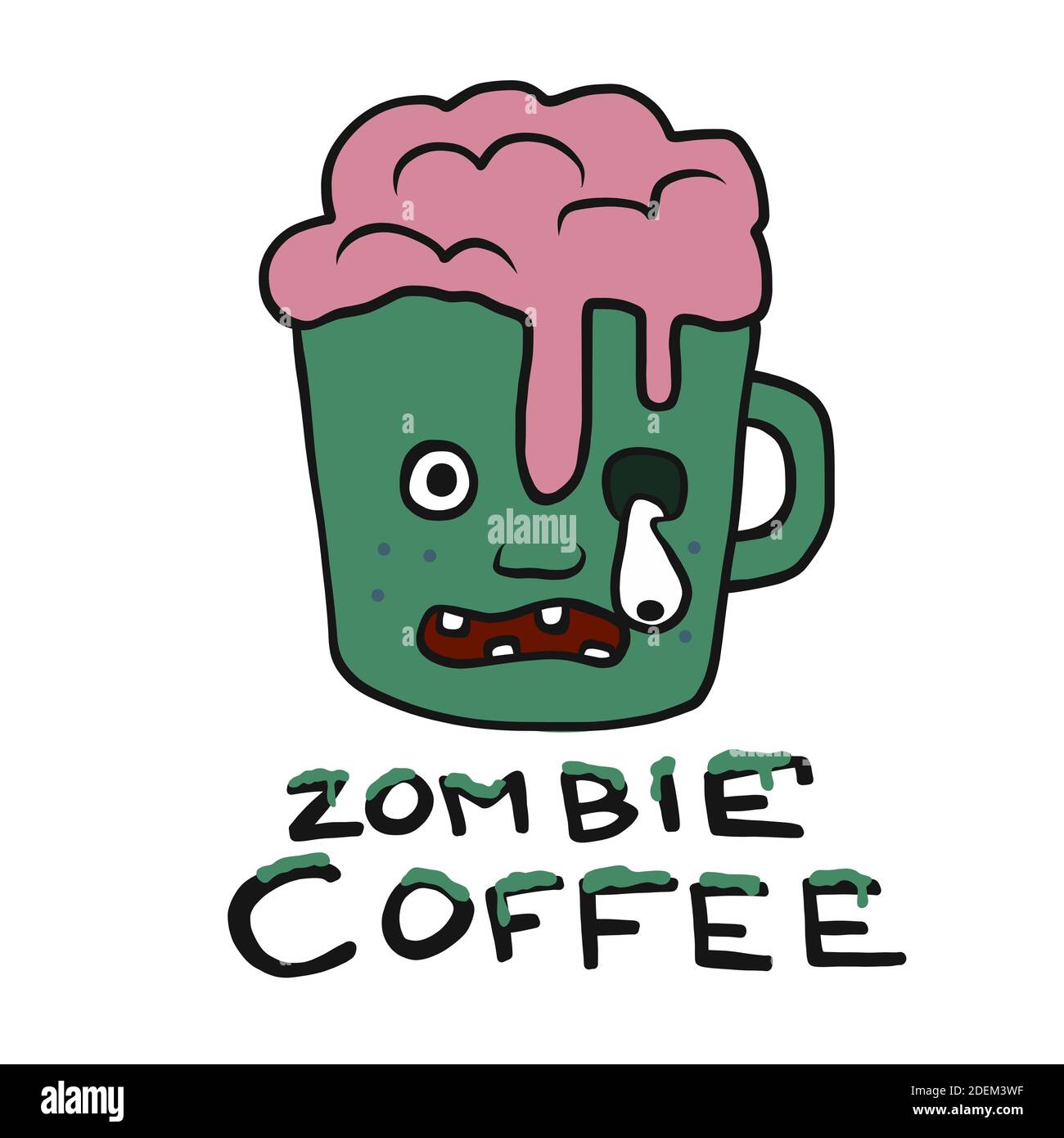 Zombie coffee cup cartoon vector illustration Stock Vector Image & Art ...