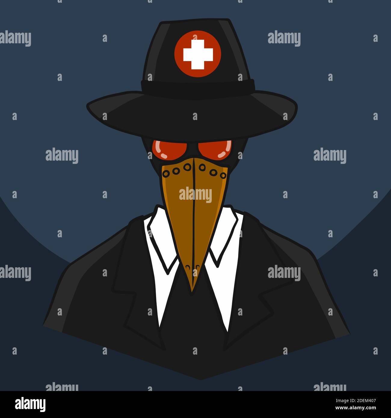 The plague doctor (crow doctor) face cartoon vector illustration Stock ...