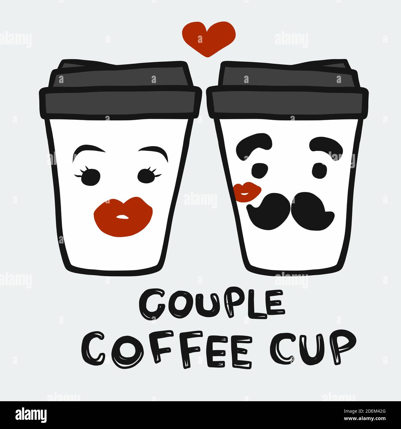 Couple coffee cup cartoon vector illustration Stock Vector Image & Art ...