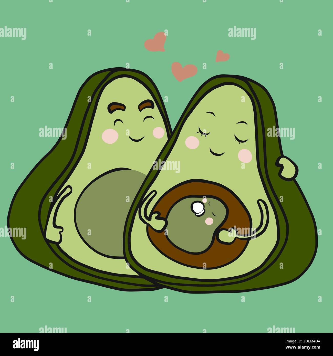 Avocado family , Daddy Mommy and baby cartoon vector illustration Stock ...