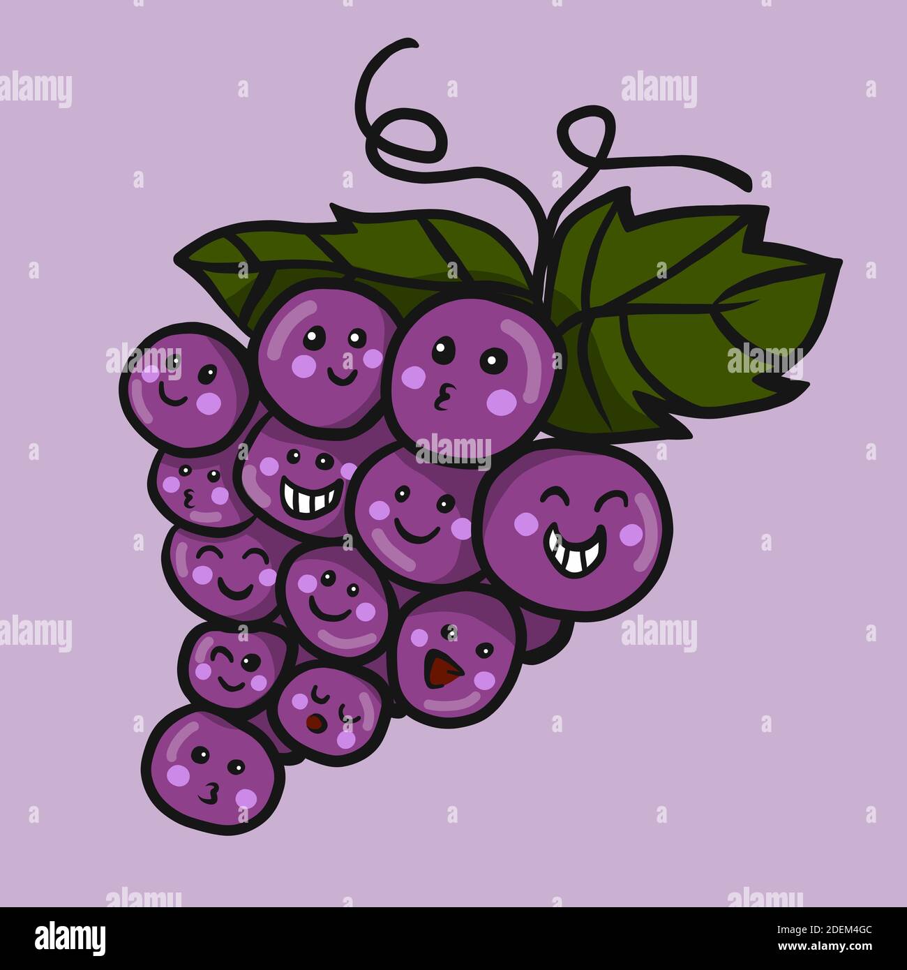 Grape friend cartoon vector illustration doodle style Stock Vector ...