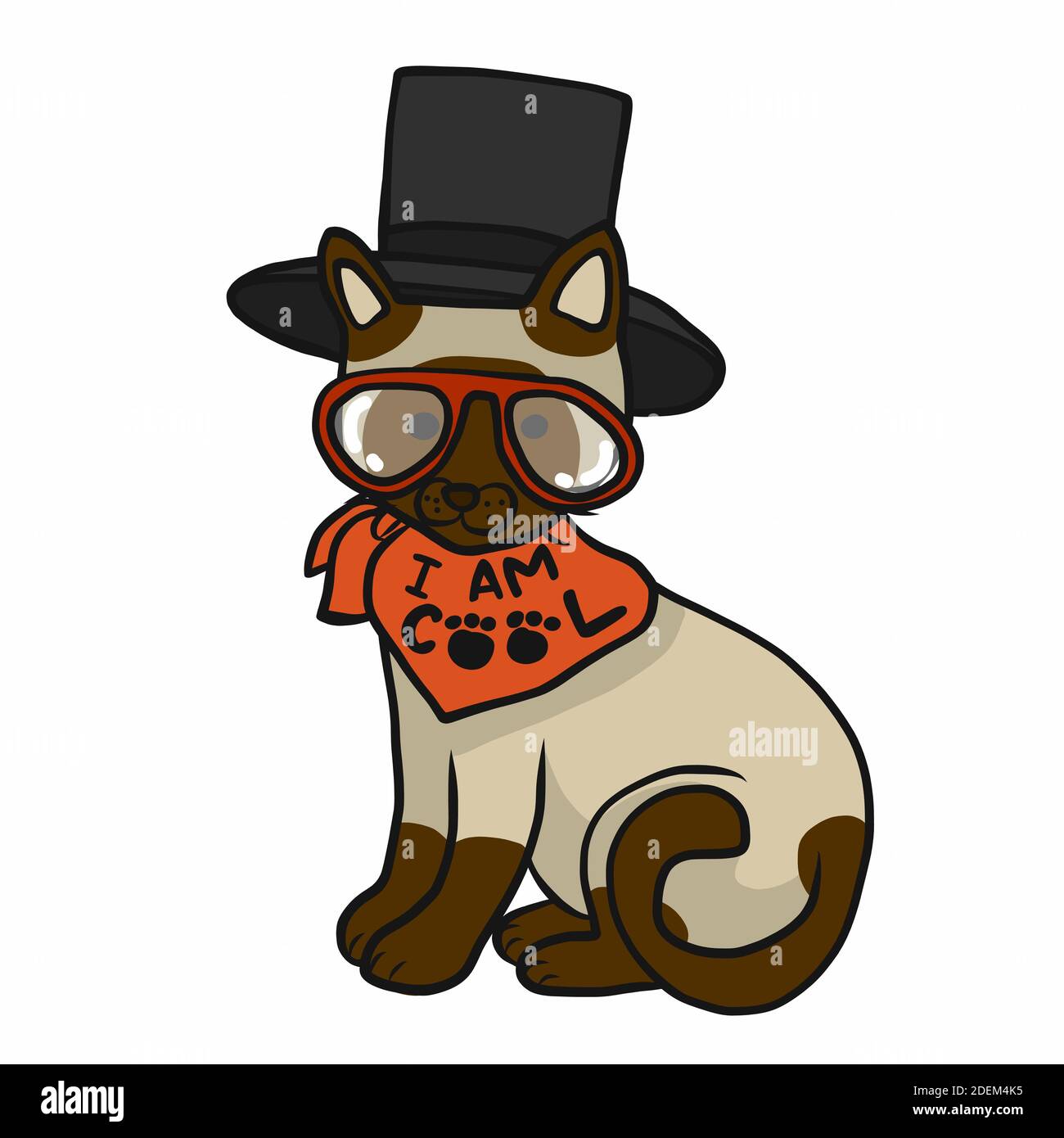 Cool cat wear hat and glasses cartoon vector illustration Stock Vector ...