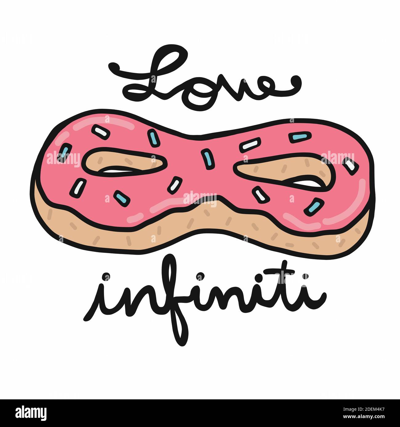 Donut love Infiniti cartoon vector illustration Stock Vector Image ...