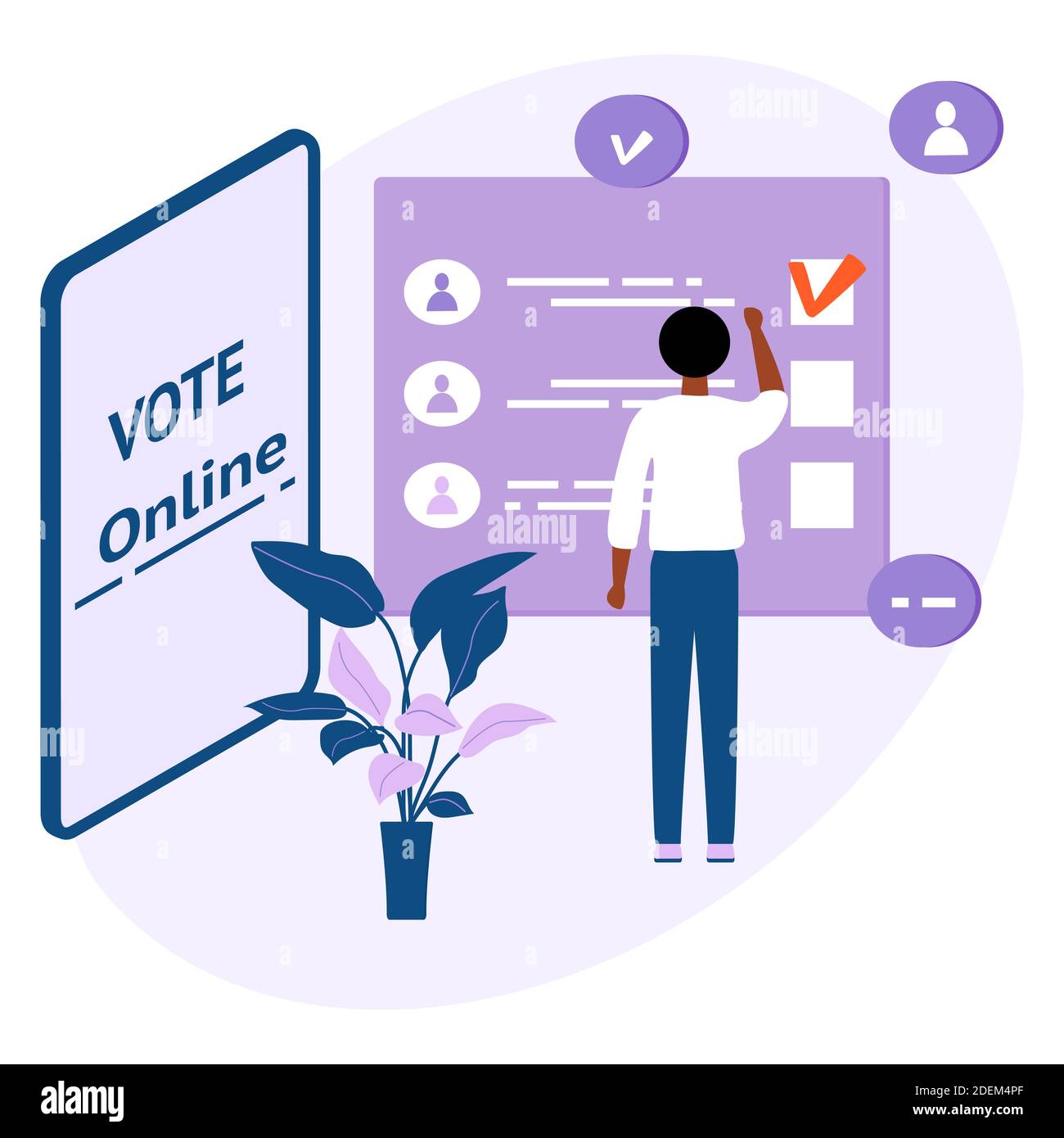 Vector illustration People vote online for candidate on phone Election ...