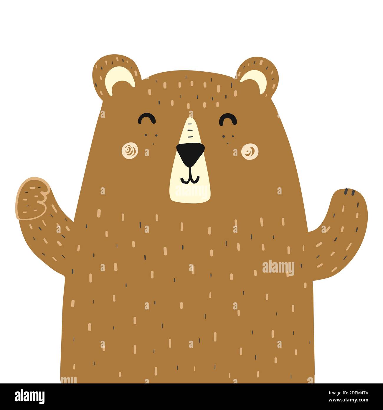 Cute brown grizzly bear print for kids. Forest character Stock Vector ...