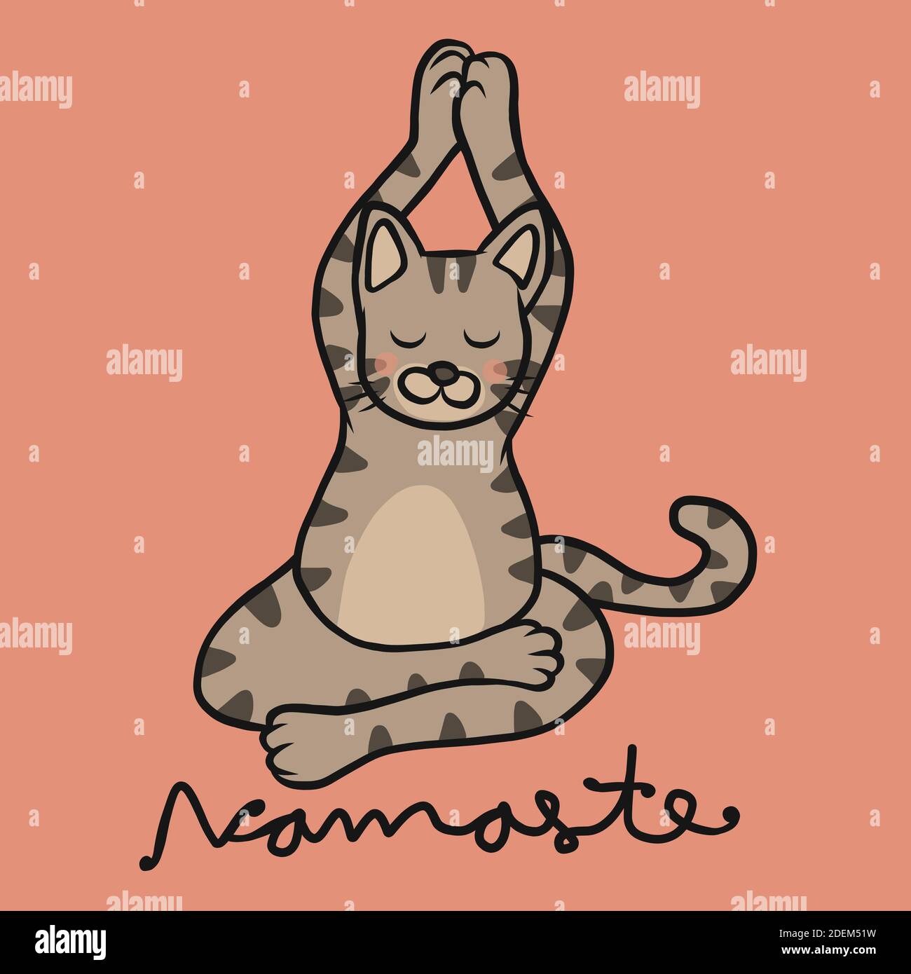 Namaste tabby cat play yoga cartoon vector illustration Stock Vector ...