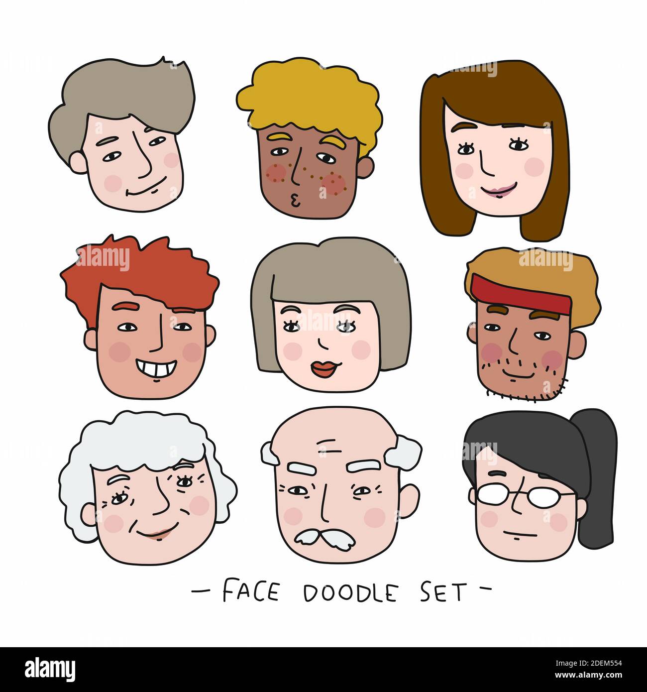 People face cartoon doodle vector set illustration Stock Vector Image ...
