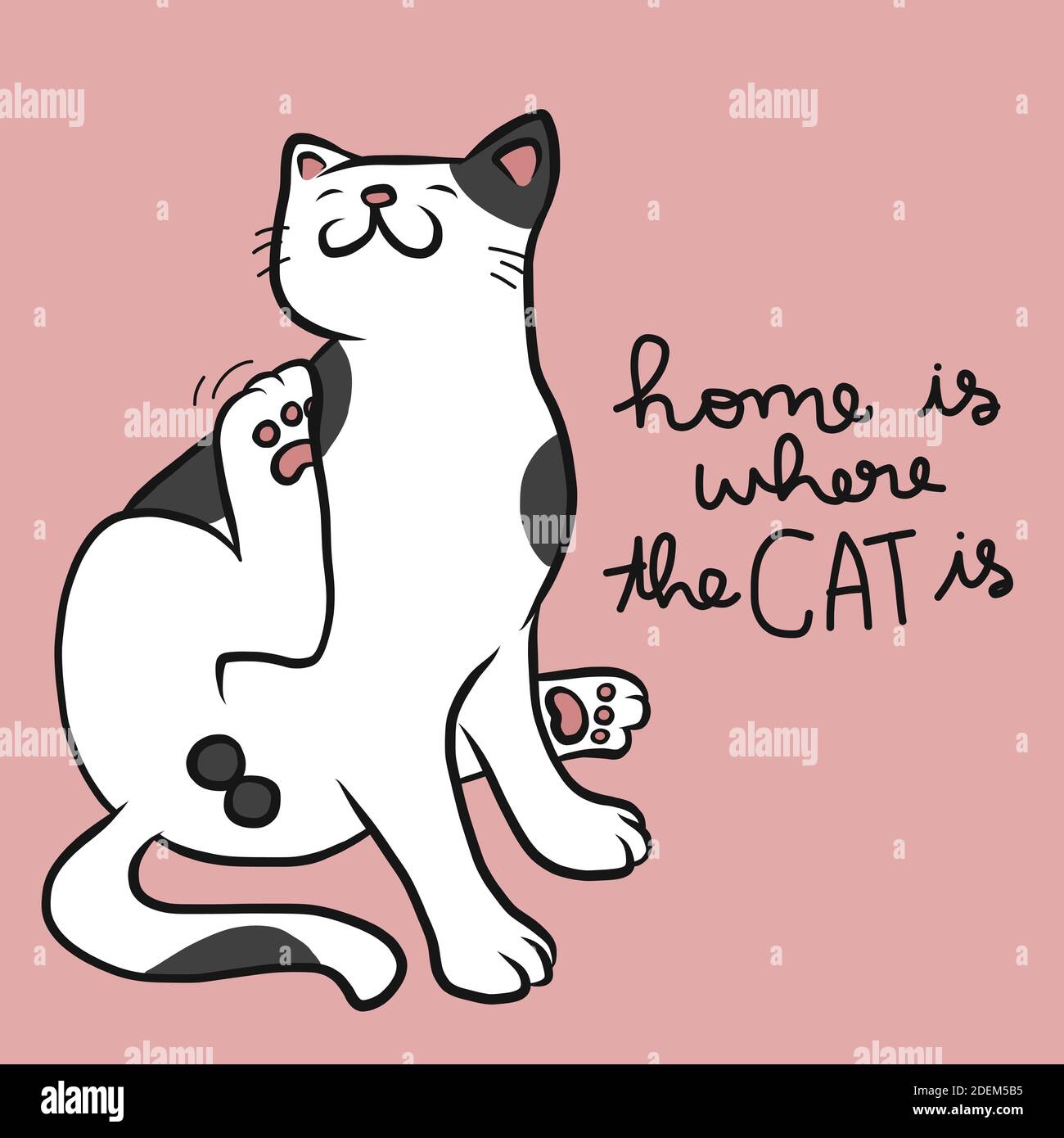 Home is where your cat is cartoon doodle vector illustration Stock ...