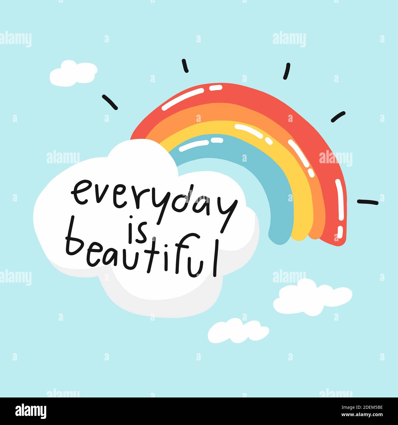Everyday is beautiful rainbow and cloud vector illustration Stock ...