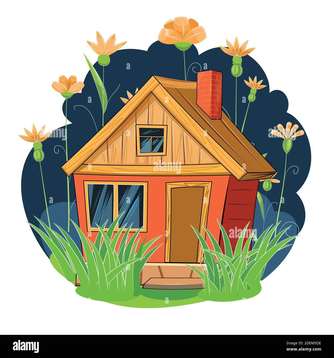 Old village house. Fabulous cartoon object. Cute childish style ...