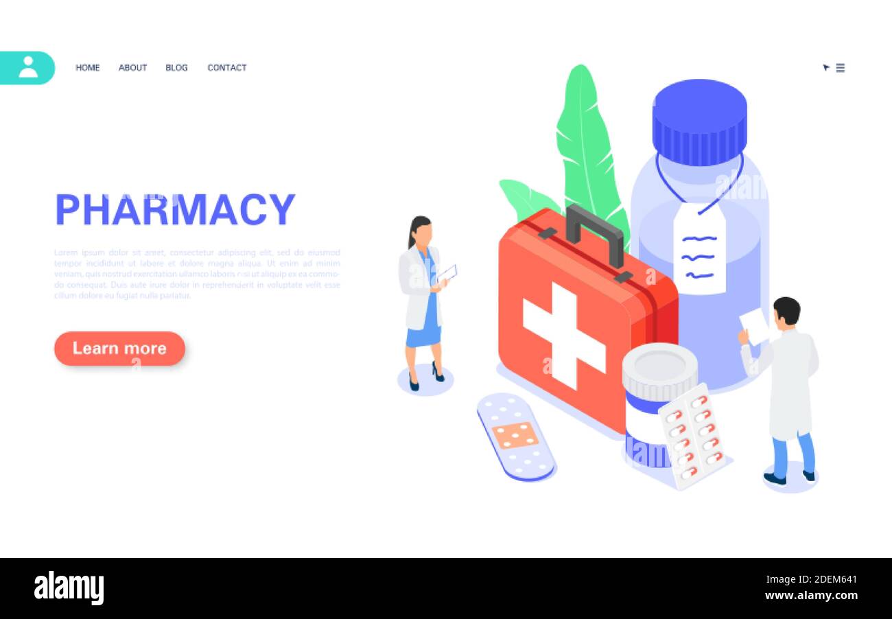 Pharmacy concept banner. Buying medicines online. The pharmacist ...