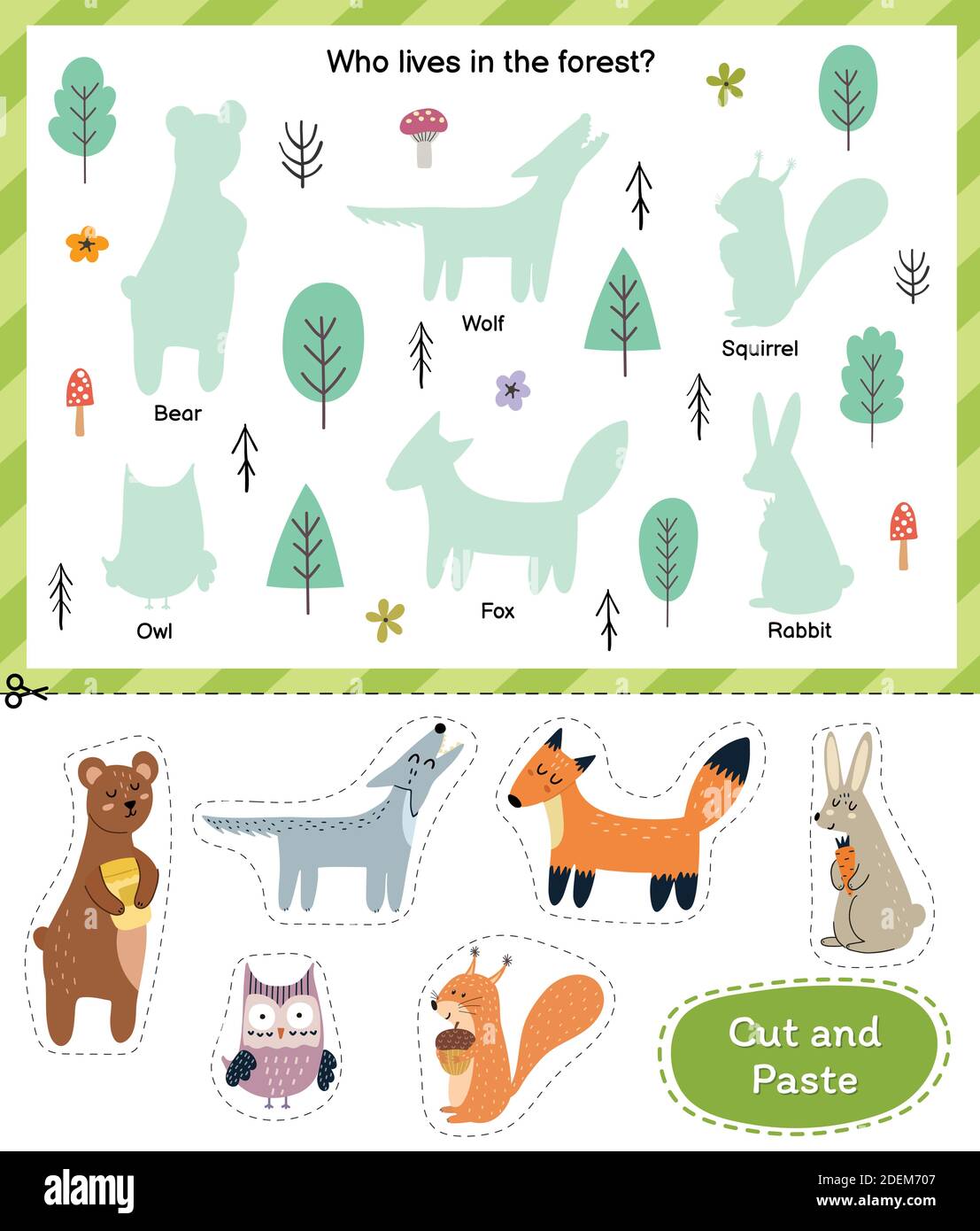 Cut the animals and match them with the right shadows. Who live in the ...