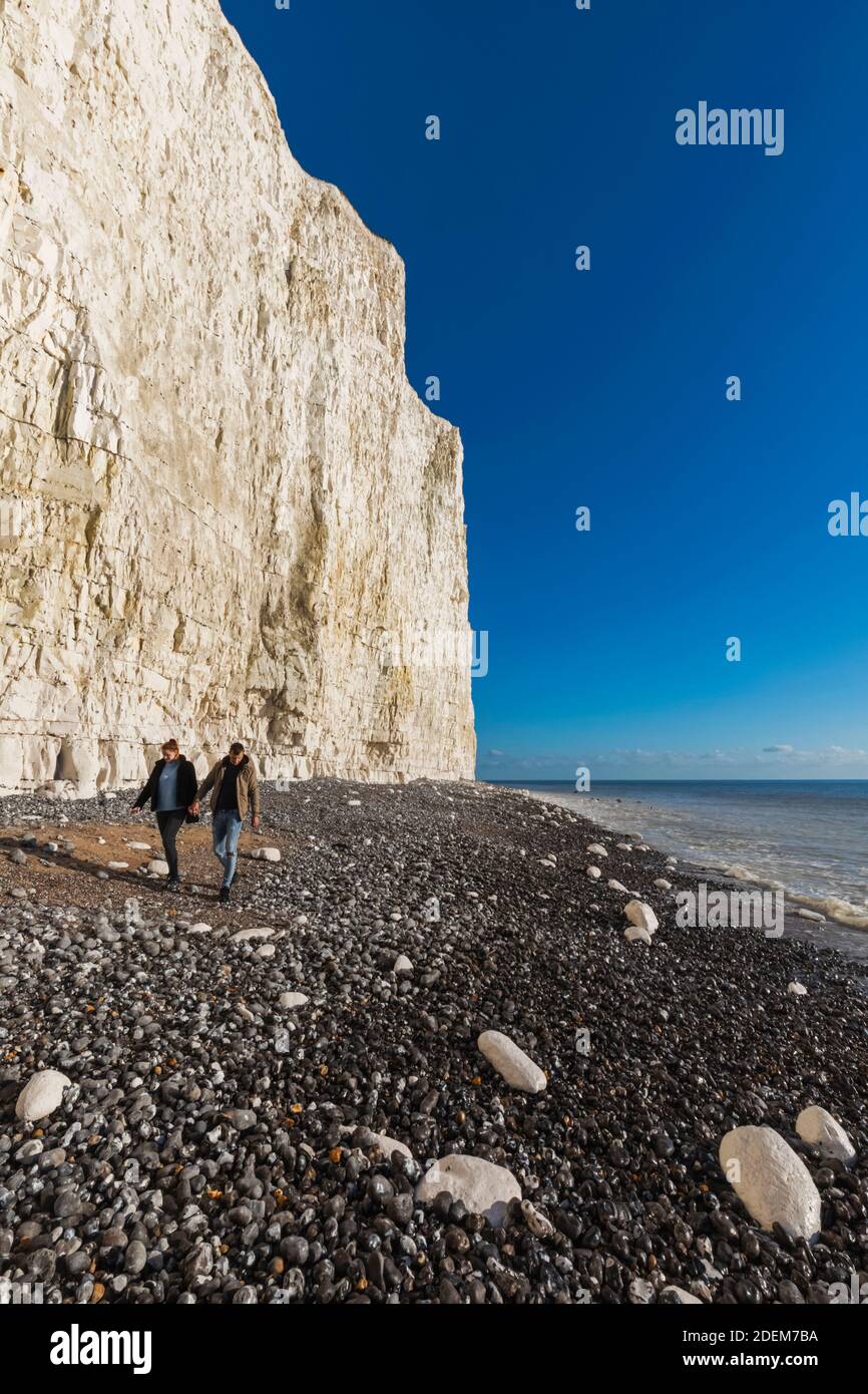 England, East Sussex, Eastbourne, Birling Gap, The Seven Sisters Cliffs ...