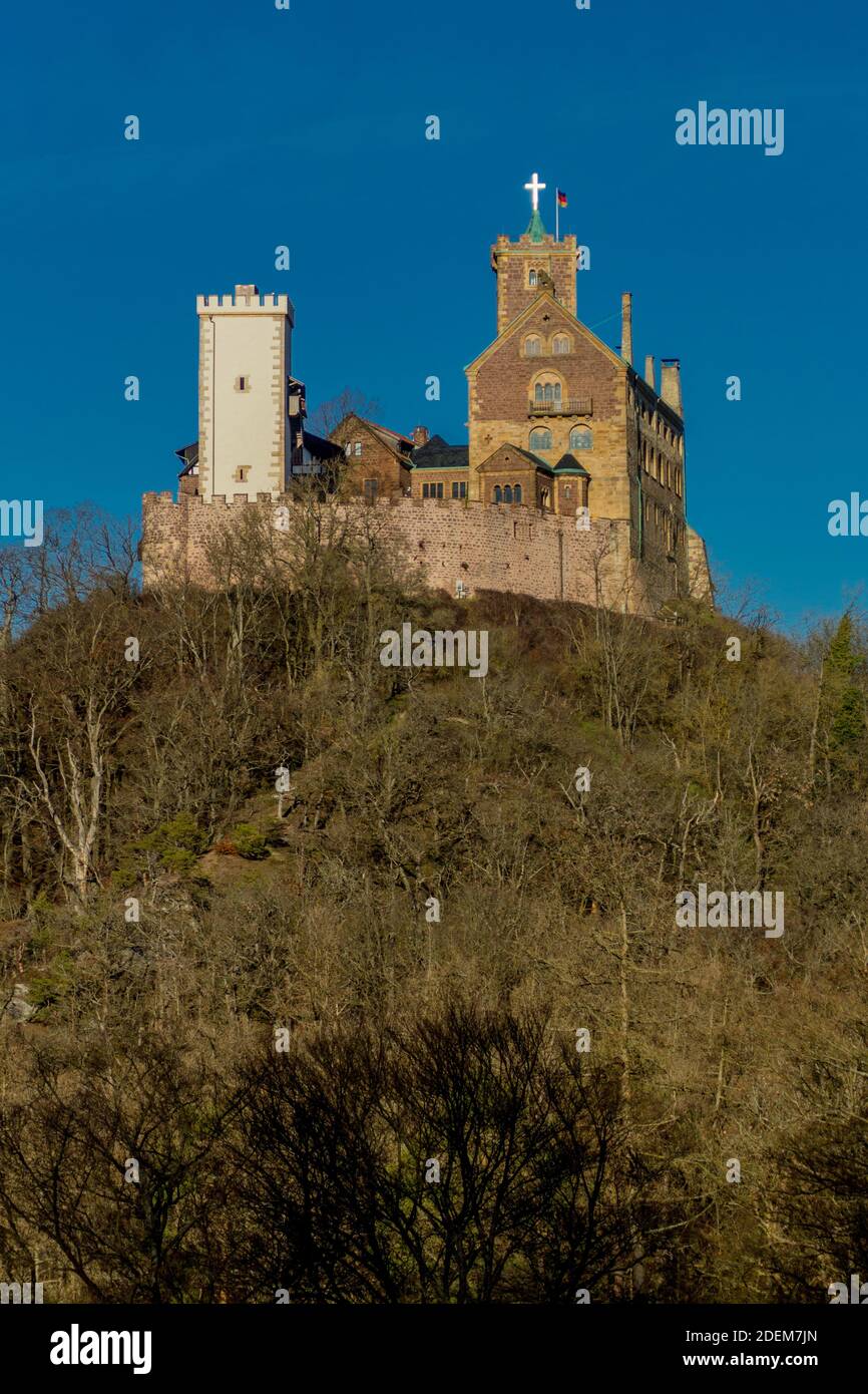 Autumn walk around the beautiful Wartburg Castle in the Thuringian ...