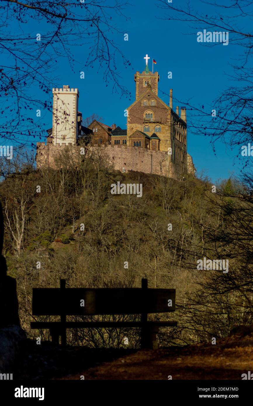Autumn walk around the beautiful Wartburg Castle in the Thuringian ...