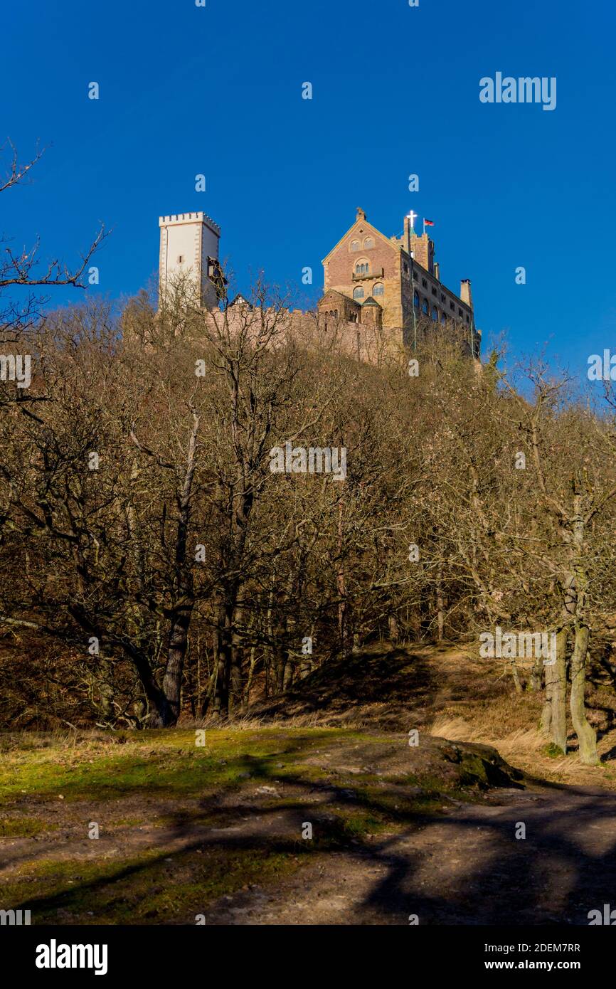 Autumn walk around the beautiful Wartburg Castle in the Thuringian ...