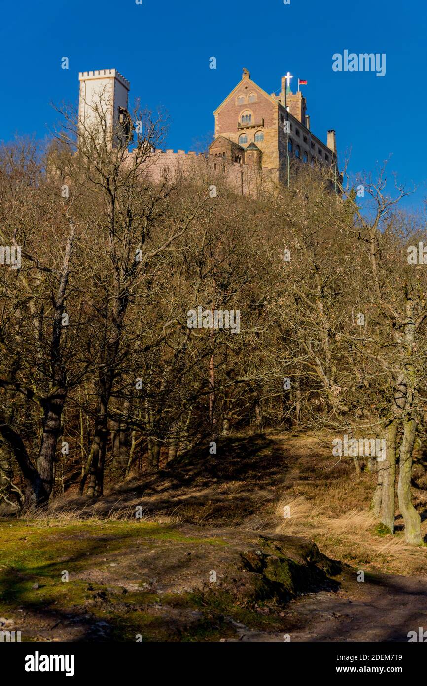 Autumn walk around the beautiful Wartburg Castle in the Thuringian ...