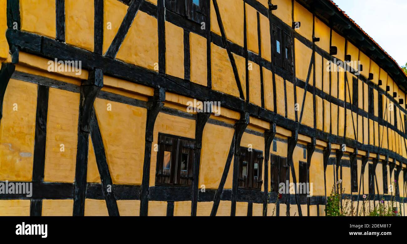 Facade of an old half timbered medieval house in northern Europe Stock ...