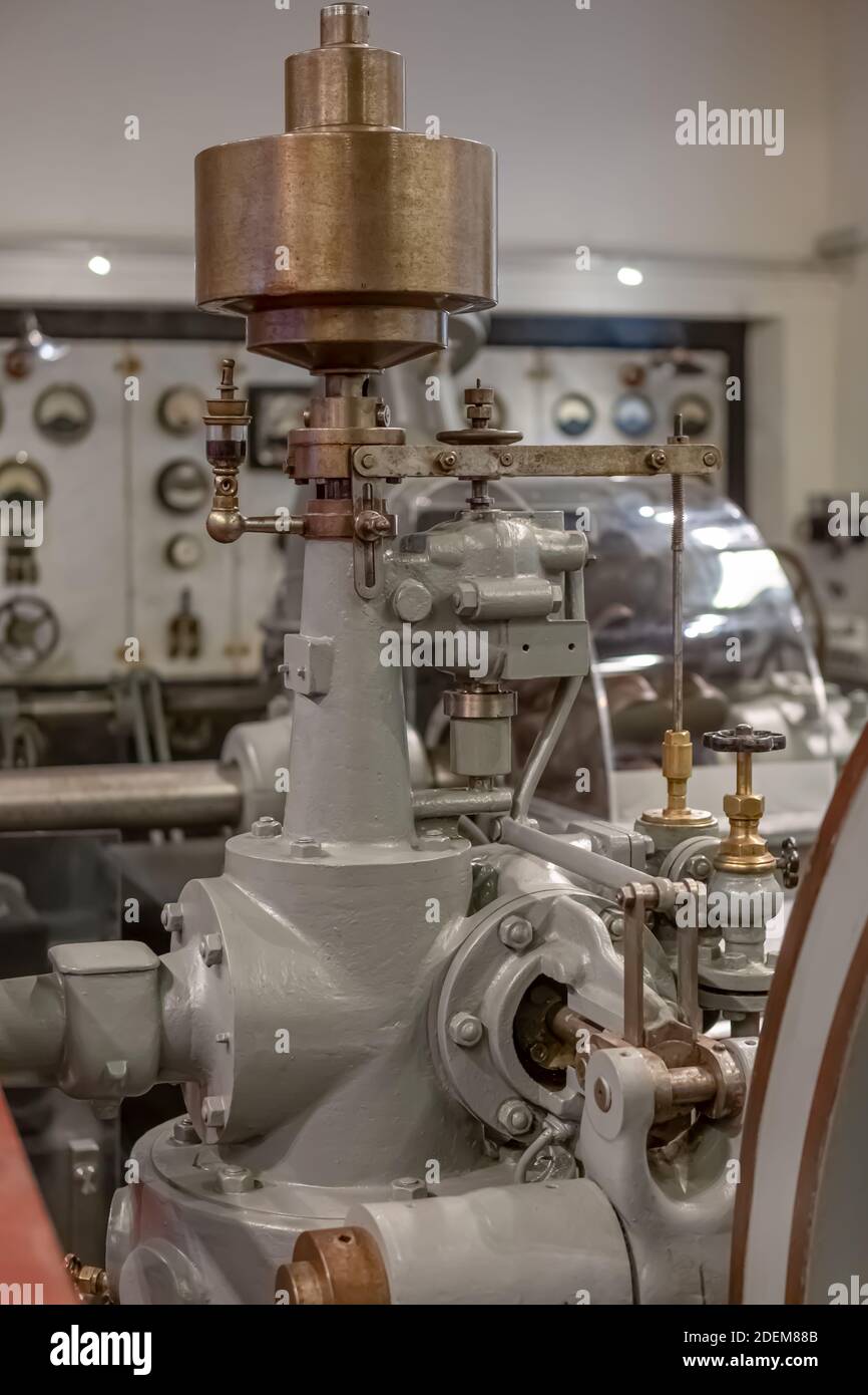 Detail of a classic 1934 industrial hydroelectric generator turbine ...