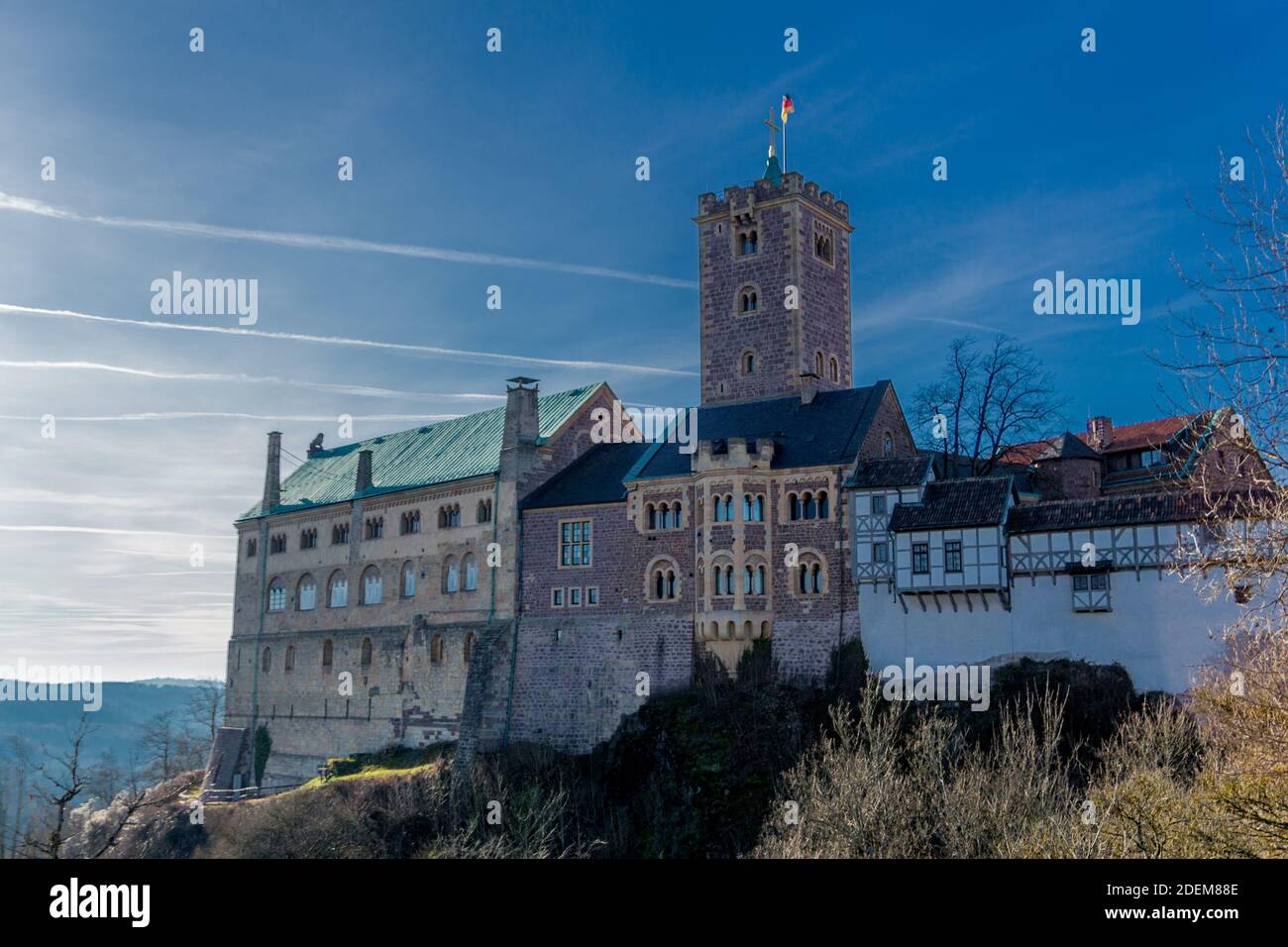 Autumn walk around the beautiful Wartburg Castle in the Thuringian ...