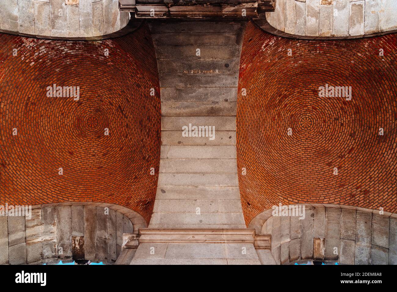 Red brick vault. Ceiling. Architectural Texture. Brick background ...