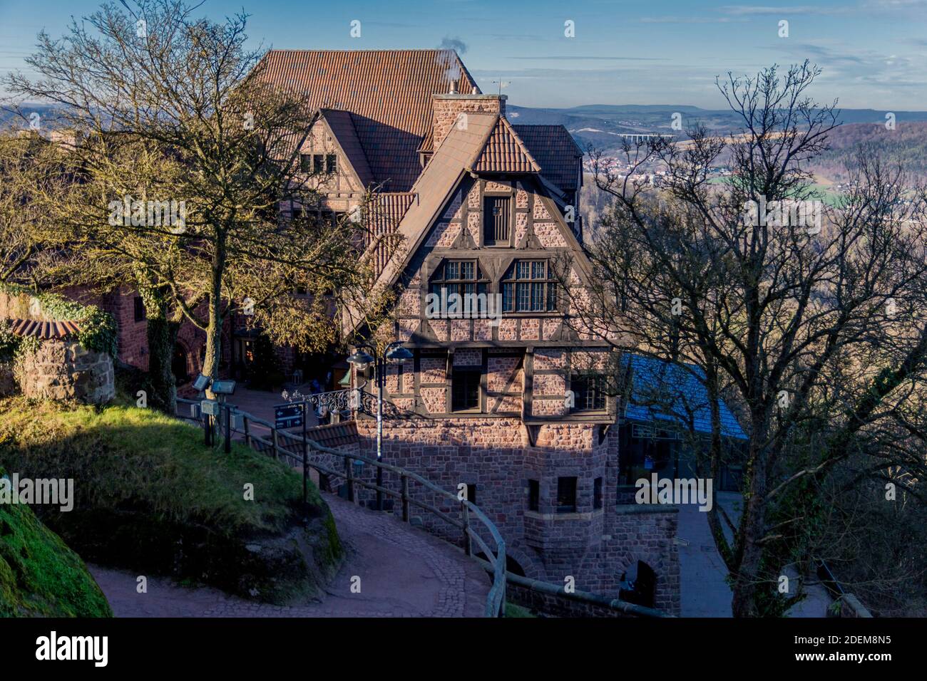 Autumn walk around the beautiful Wartburg Castle in the Thuringian ...