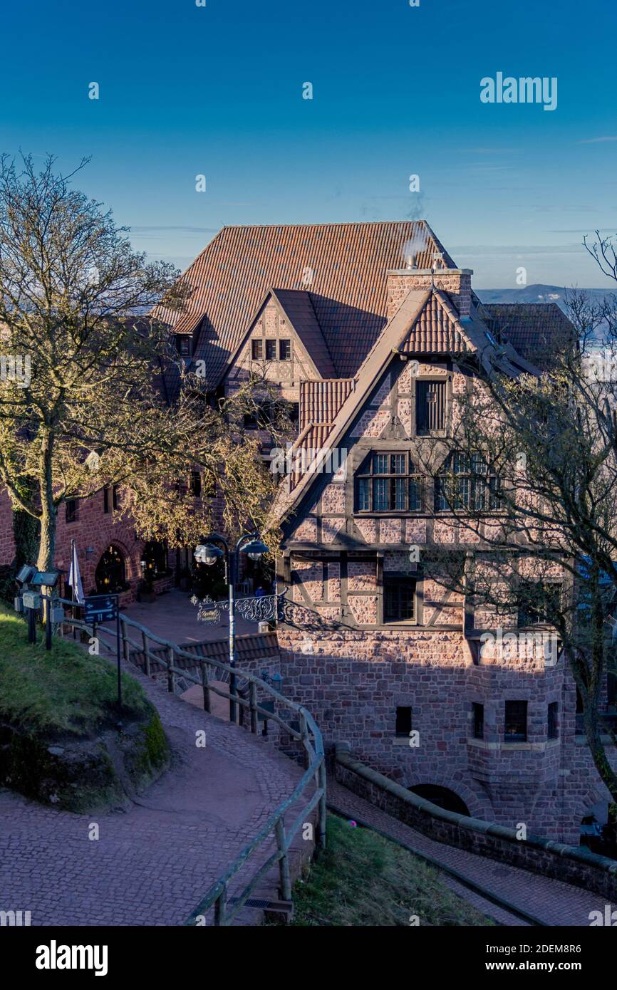 Autumn walk around the beautiful Wartburg Castle in the Thuringian ...