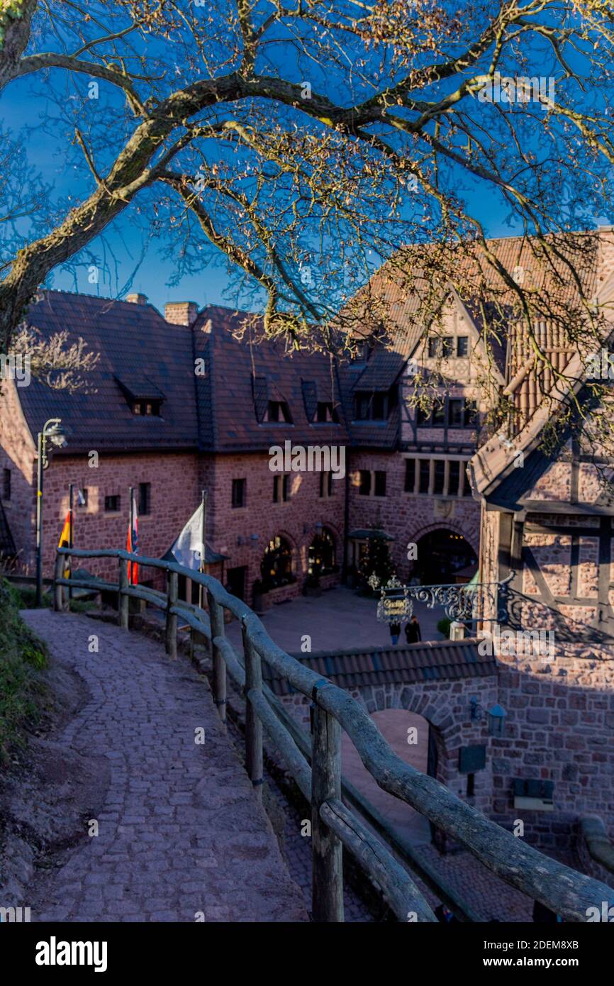 Autumn walk around the beautiful Wartburg Castle in the Thuringian ...