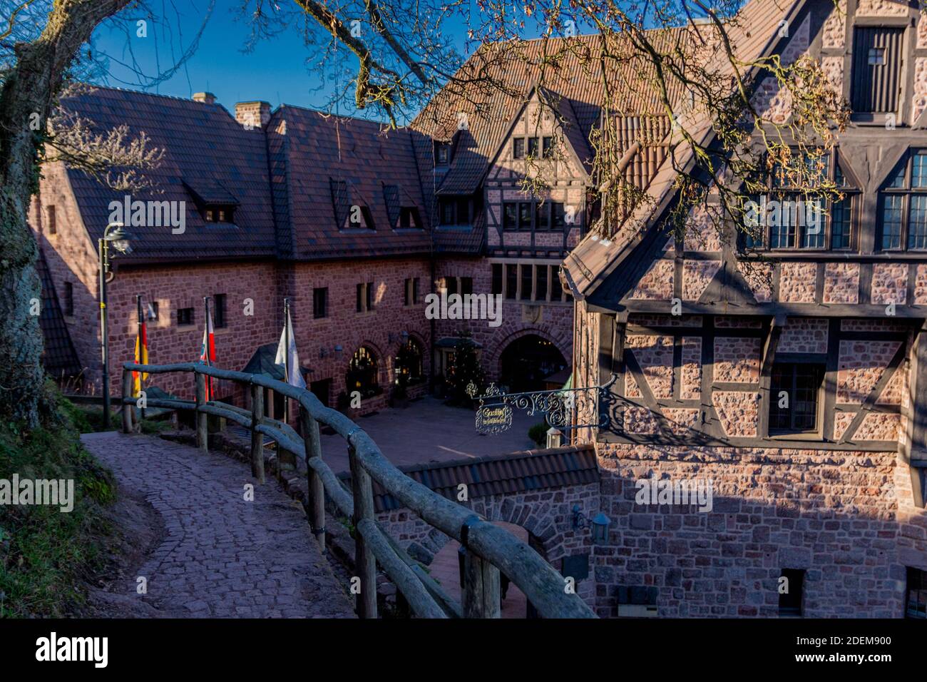 Autumn walk around the beautiful Wartburg Castle in the Thuringian ...