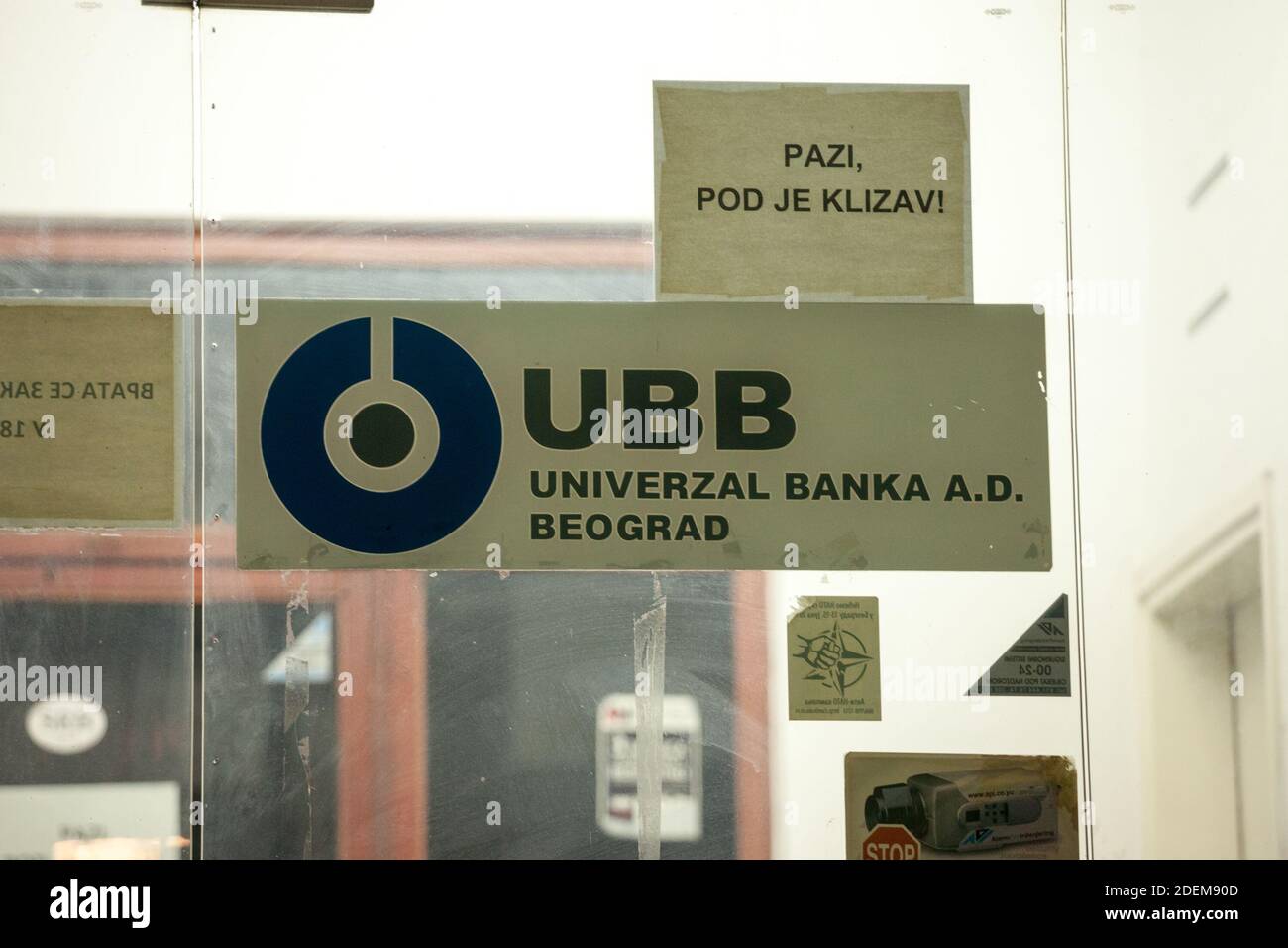BELGRADE, SERBIA - OCTOBER 8, 2020: UBB logo on their former main ...