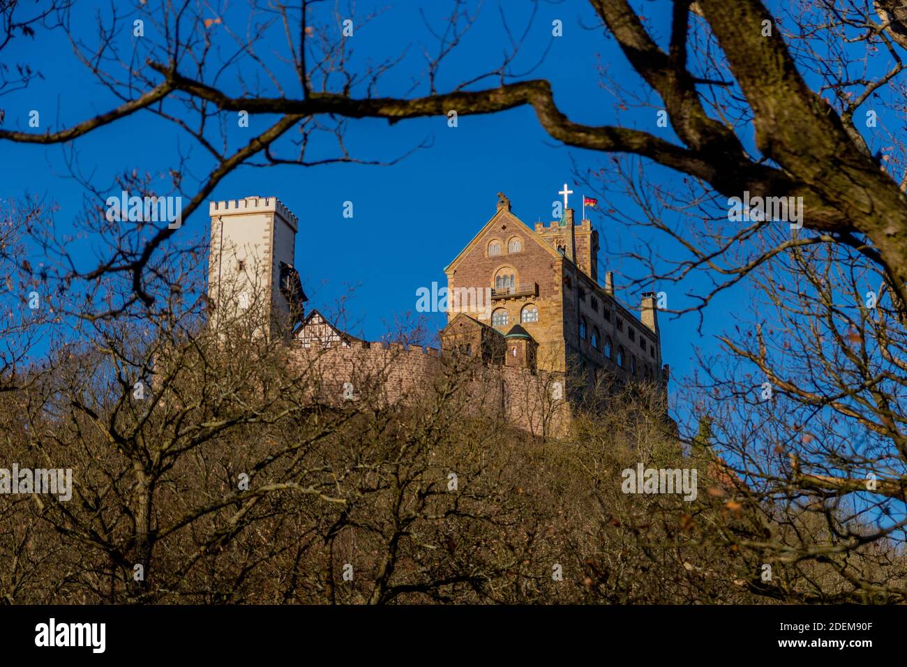 Autumn walk around the beautiful Wartburg Castle in the Thuringian ...