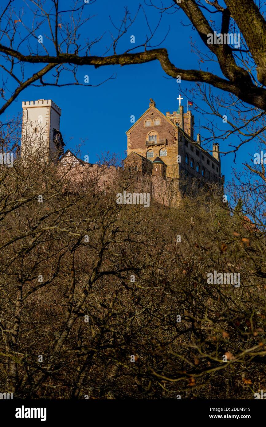 Autumn walk around the beautiful Wartburg Castle in the Thuringian ...