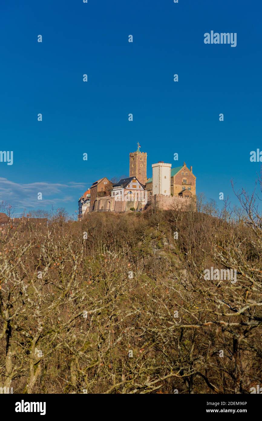 Autumn walk around the beautiful Wartburg Castle in the Thuringian ...