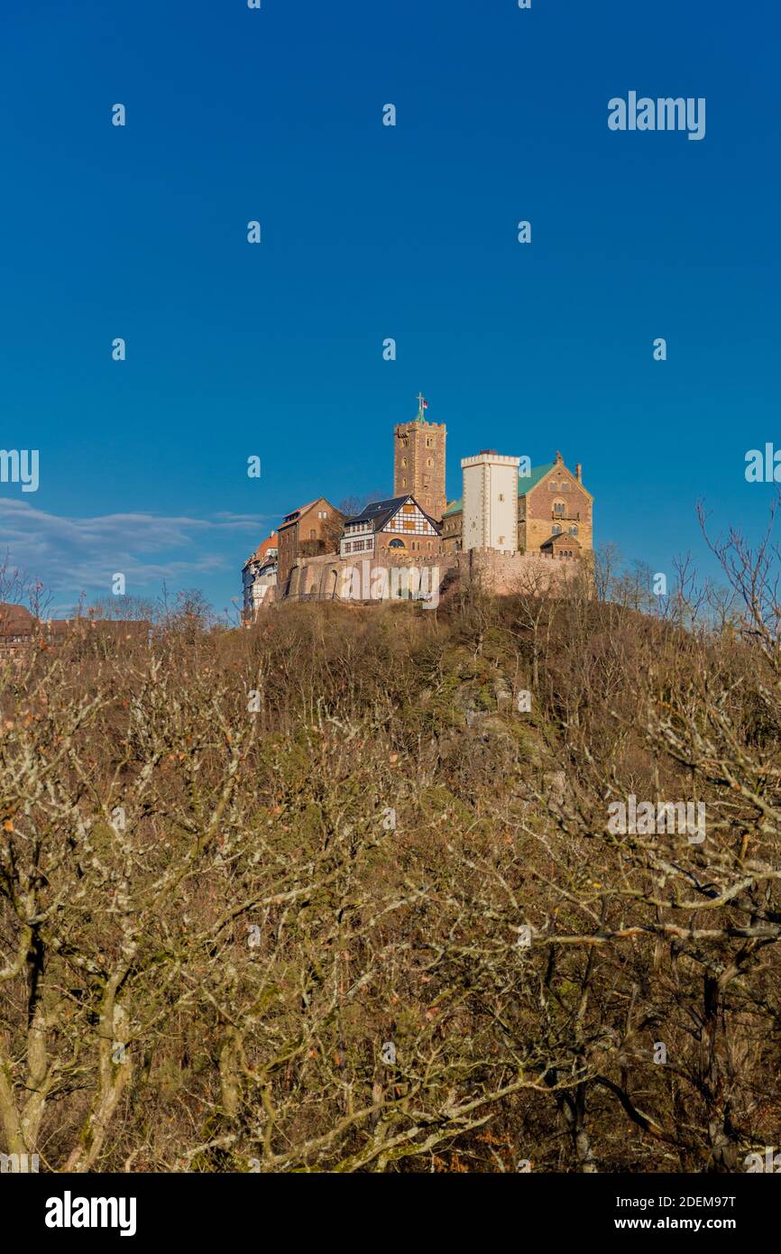 Autumn walk around the beautiful Wartburg Castle in the Thuringian ...